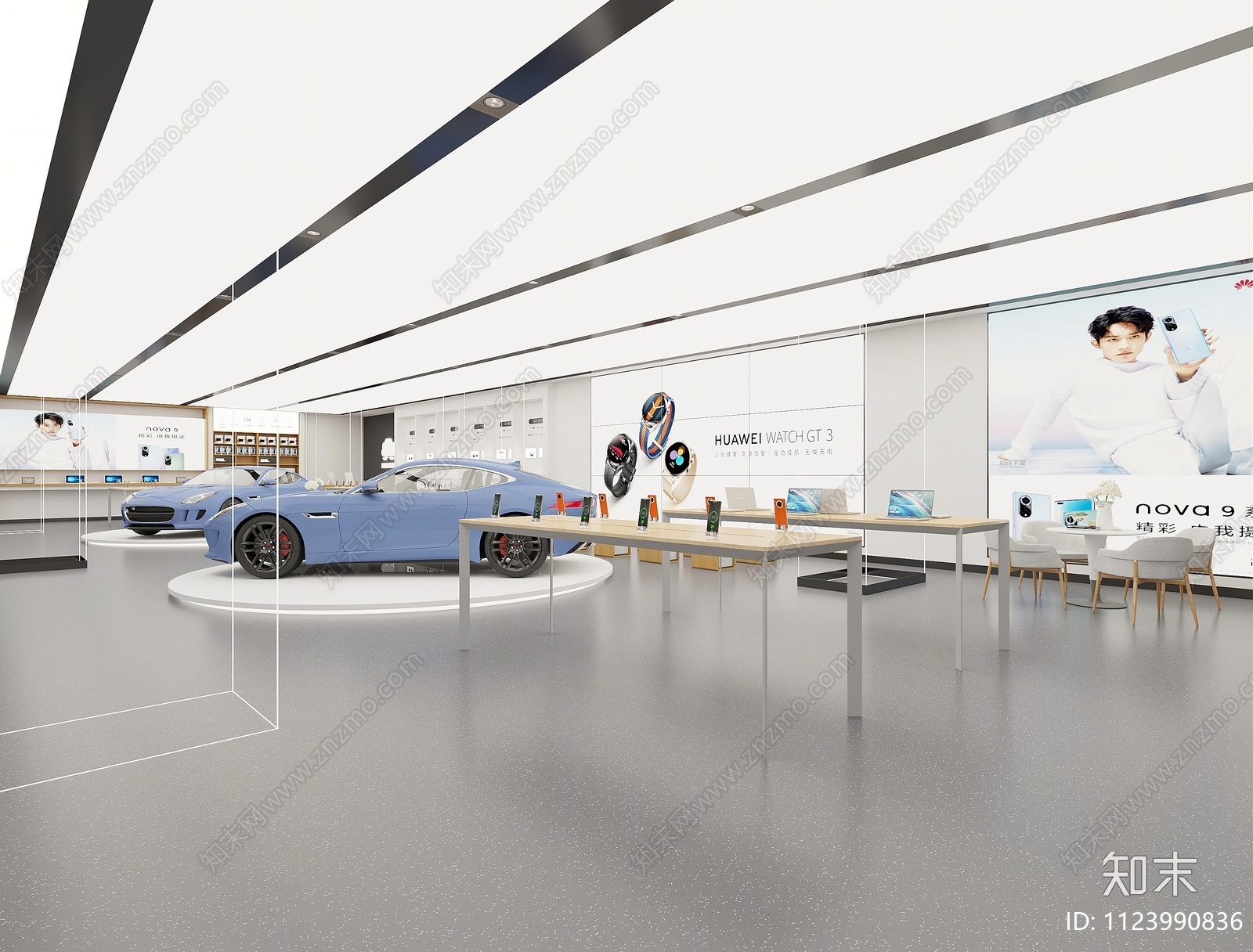 现代华为手机专卖店3d模型下载【id1123990836】知末3d模型网