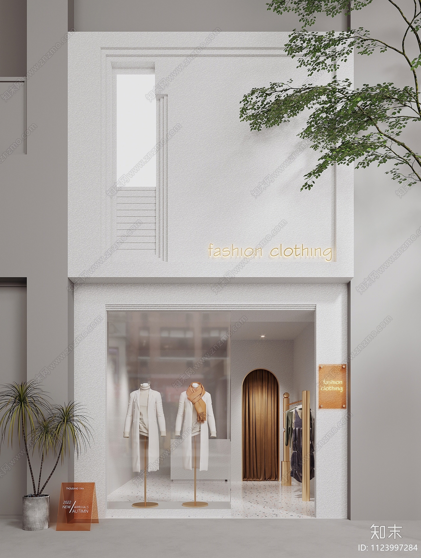 现代服装店门头3d模型下载【id1123997284】知末3d模型网