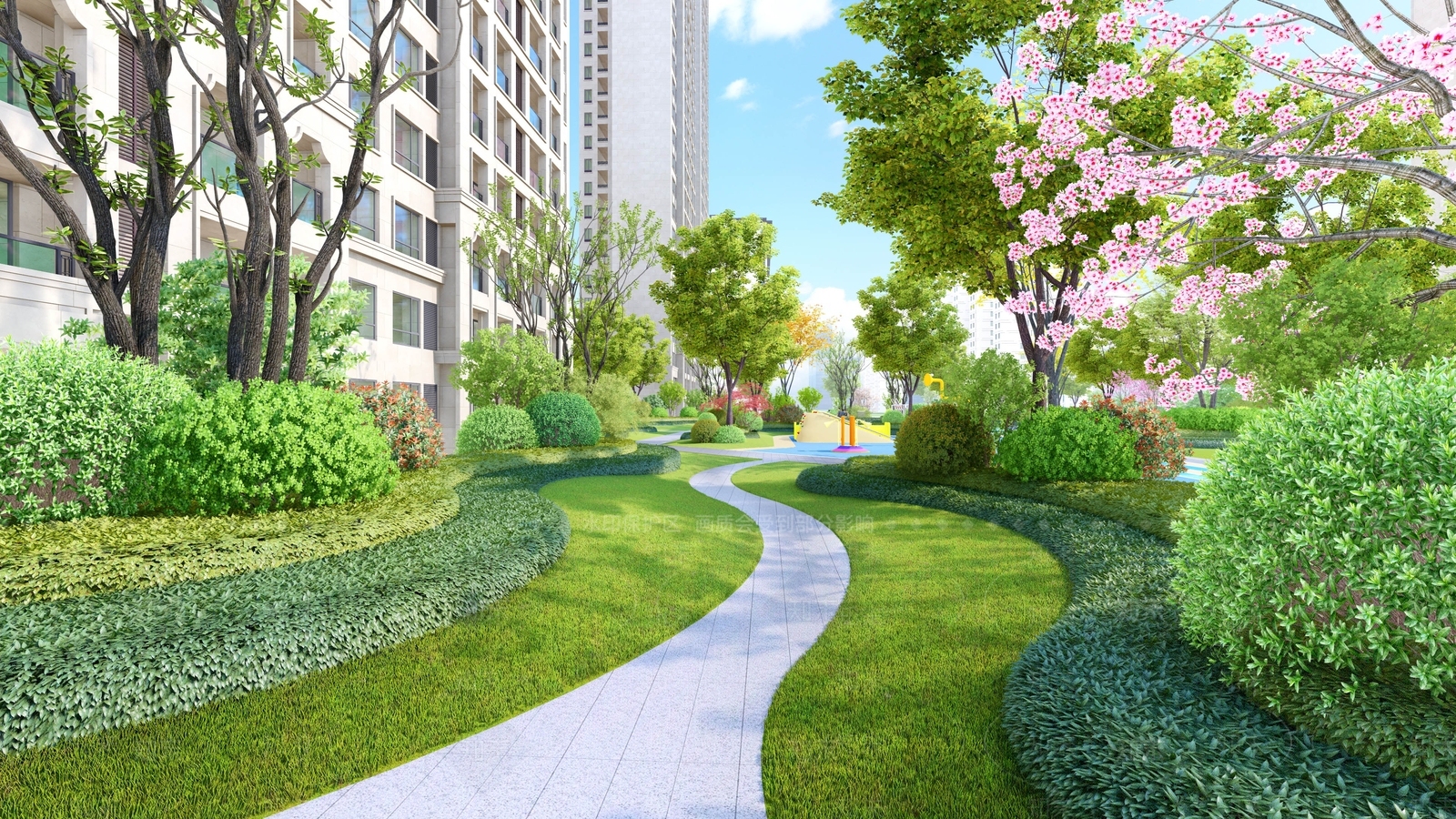 现代住宅景观SU模型下载【ID:1124073809】_知末su模型网