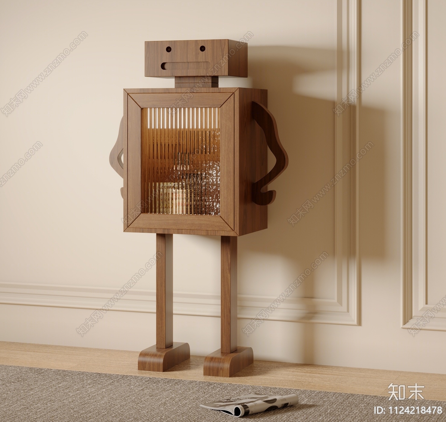 现代实木机器人餐边柜3d模型下载【id1124218478】知末3d模型网
