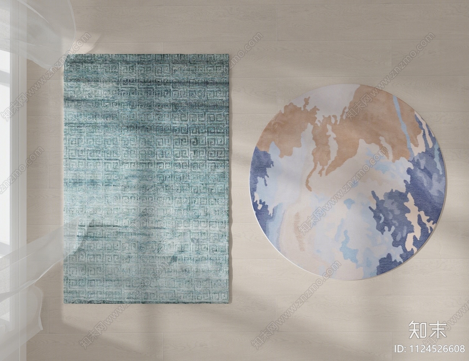 现代布艺抽象地毯3d模型下载【id1124526608】知末3d模型网