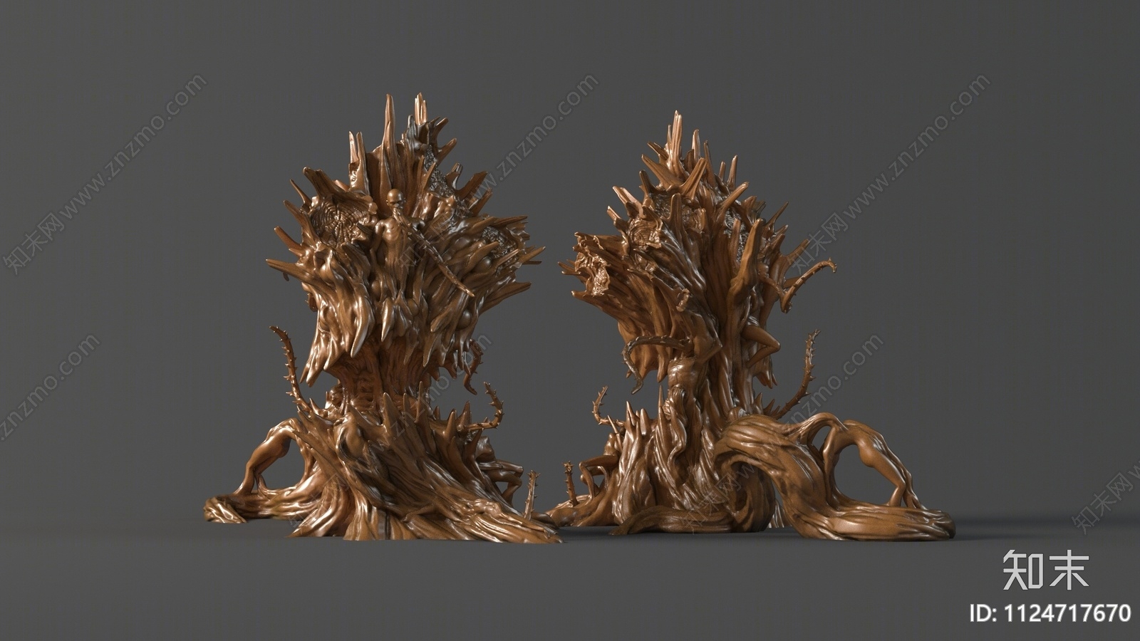 现代邪恶树妖雕塑摆件3d模型下载【id1124717670】知末3d模型网