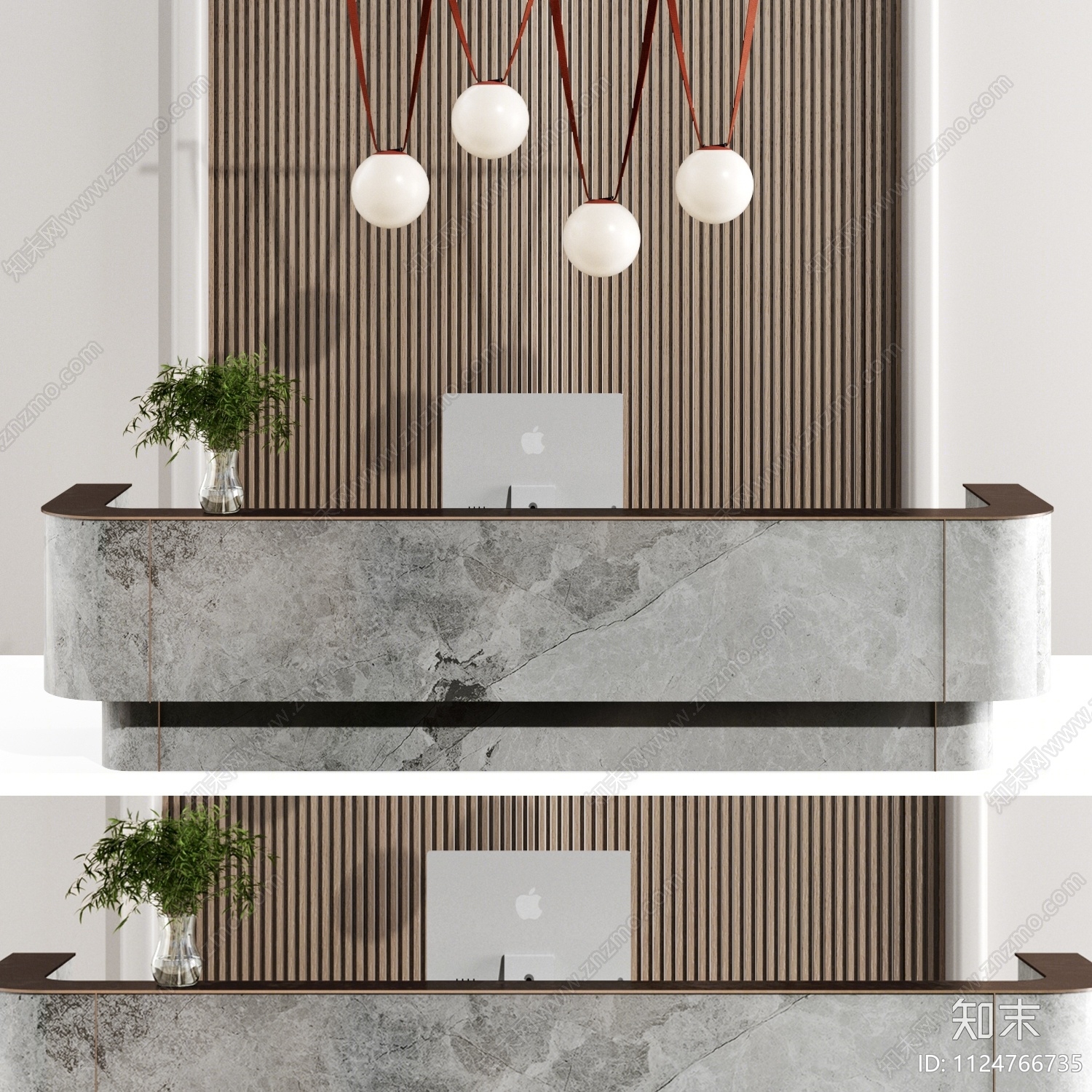 现代办公接待台3d模型下载【id1124766735】知末3d模型网