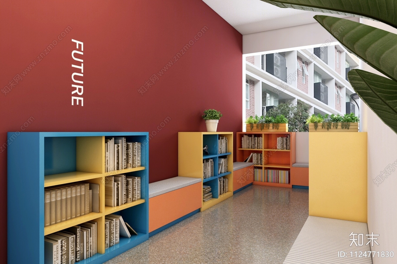 现代学校阅读角3d模型下载【id1124771830】知末3d模型网