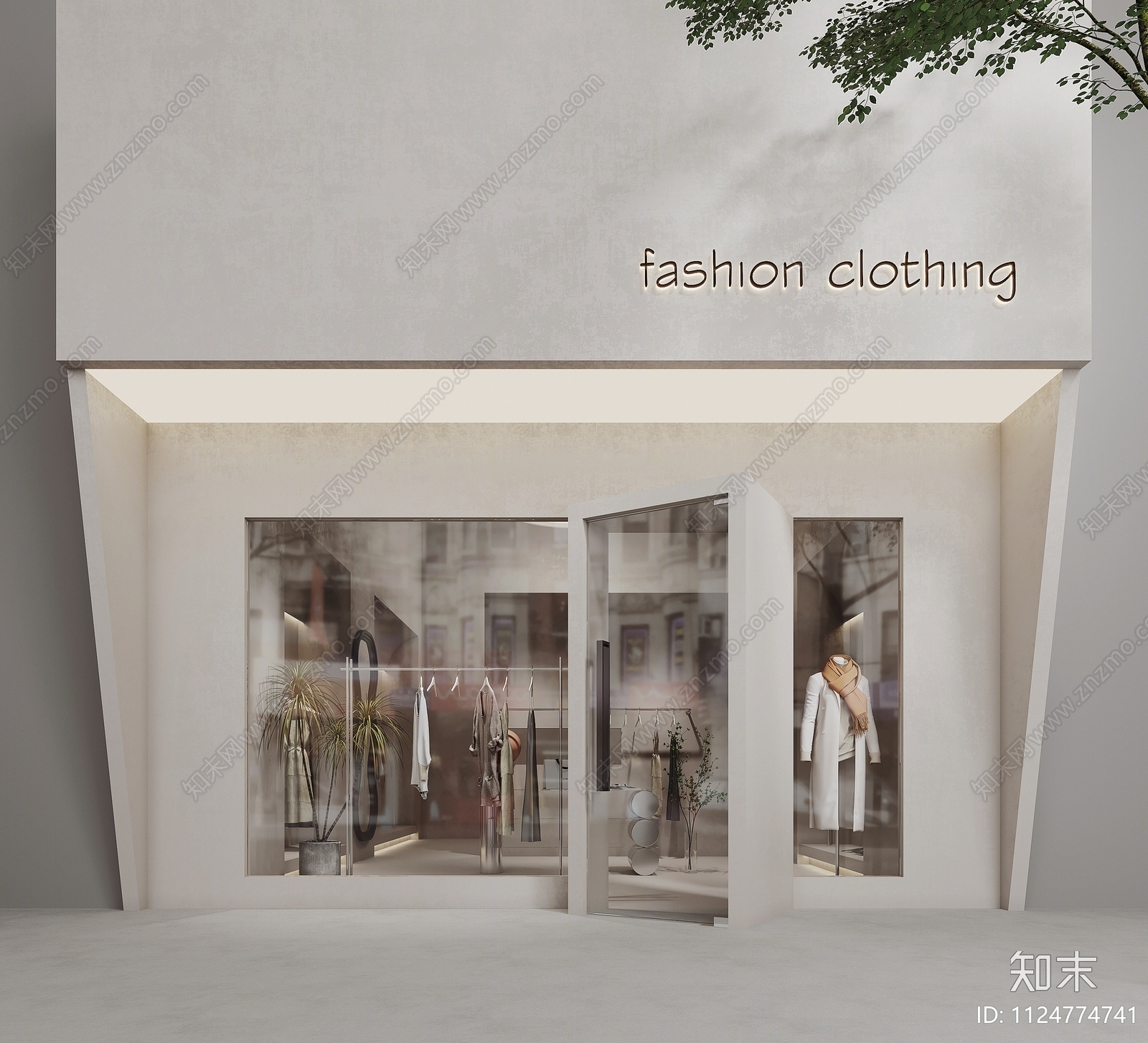 现代服装店门头门面3d模型下载【id1124774741】知末3d模型网