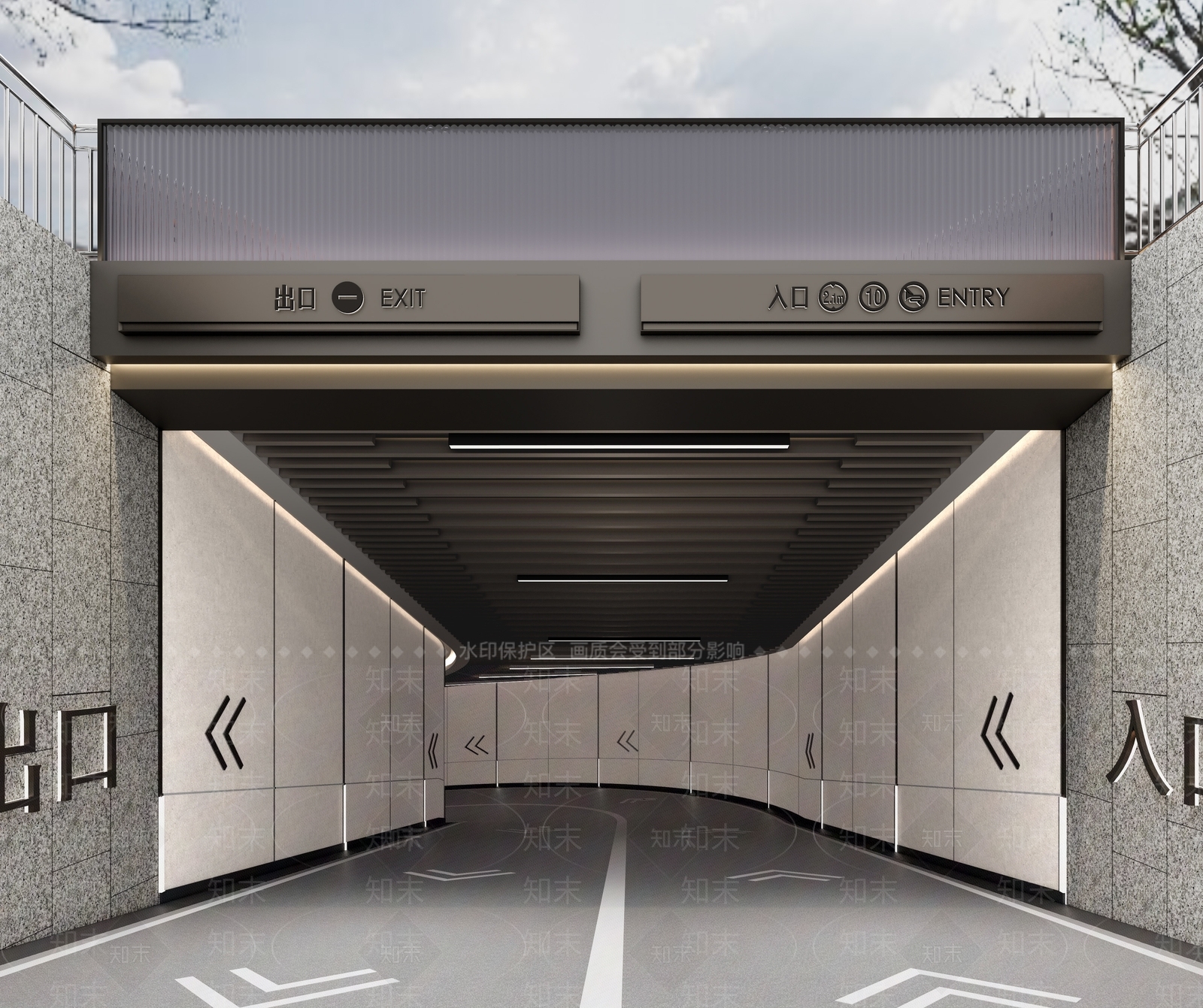 现代室内停车场SU模型下载【ID:1125104366】_知末su模型网