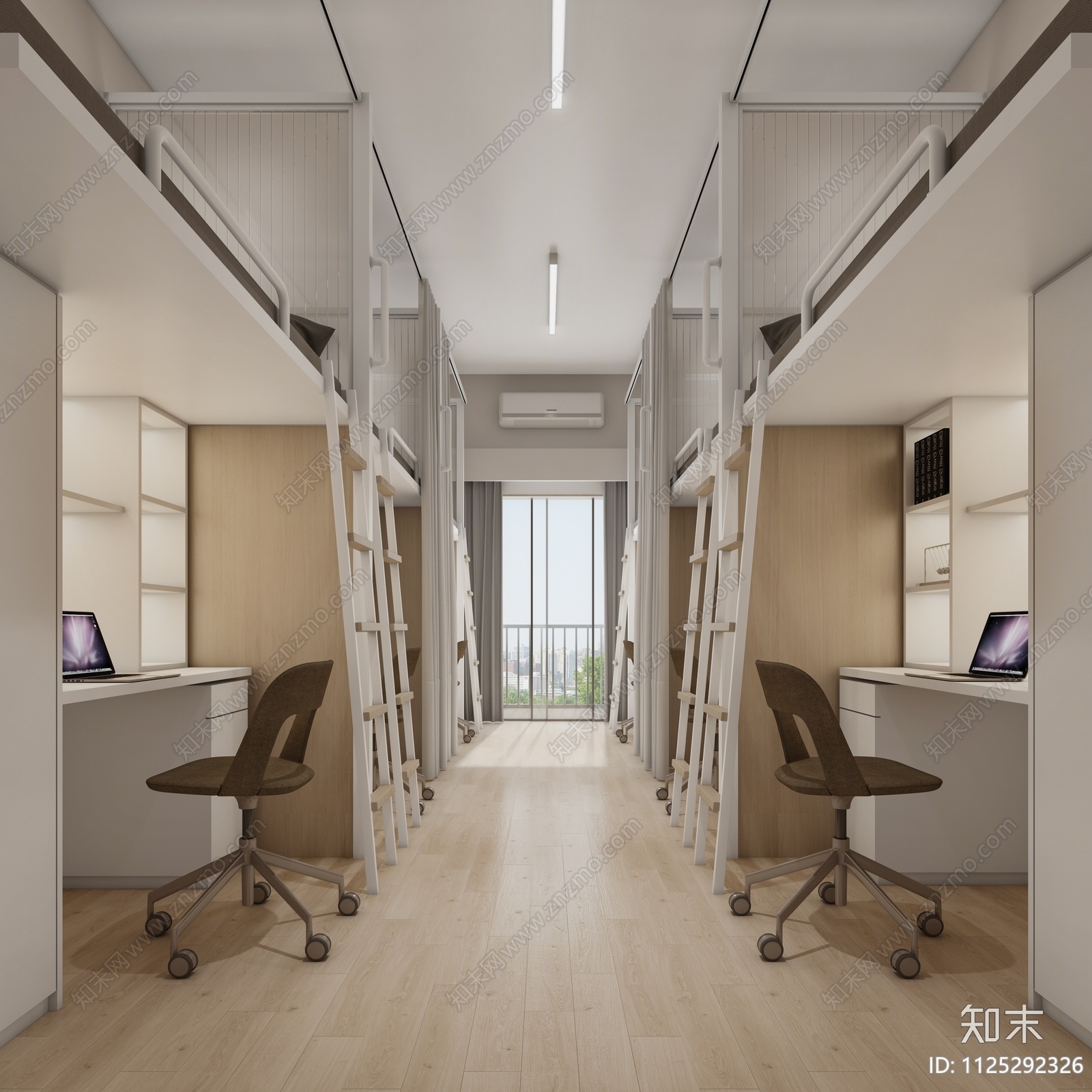 现代六人间宿舍3d模型下载【id1125292326】知末3d模型网