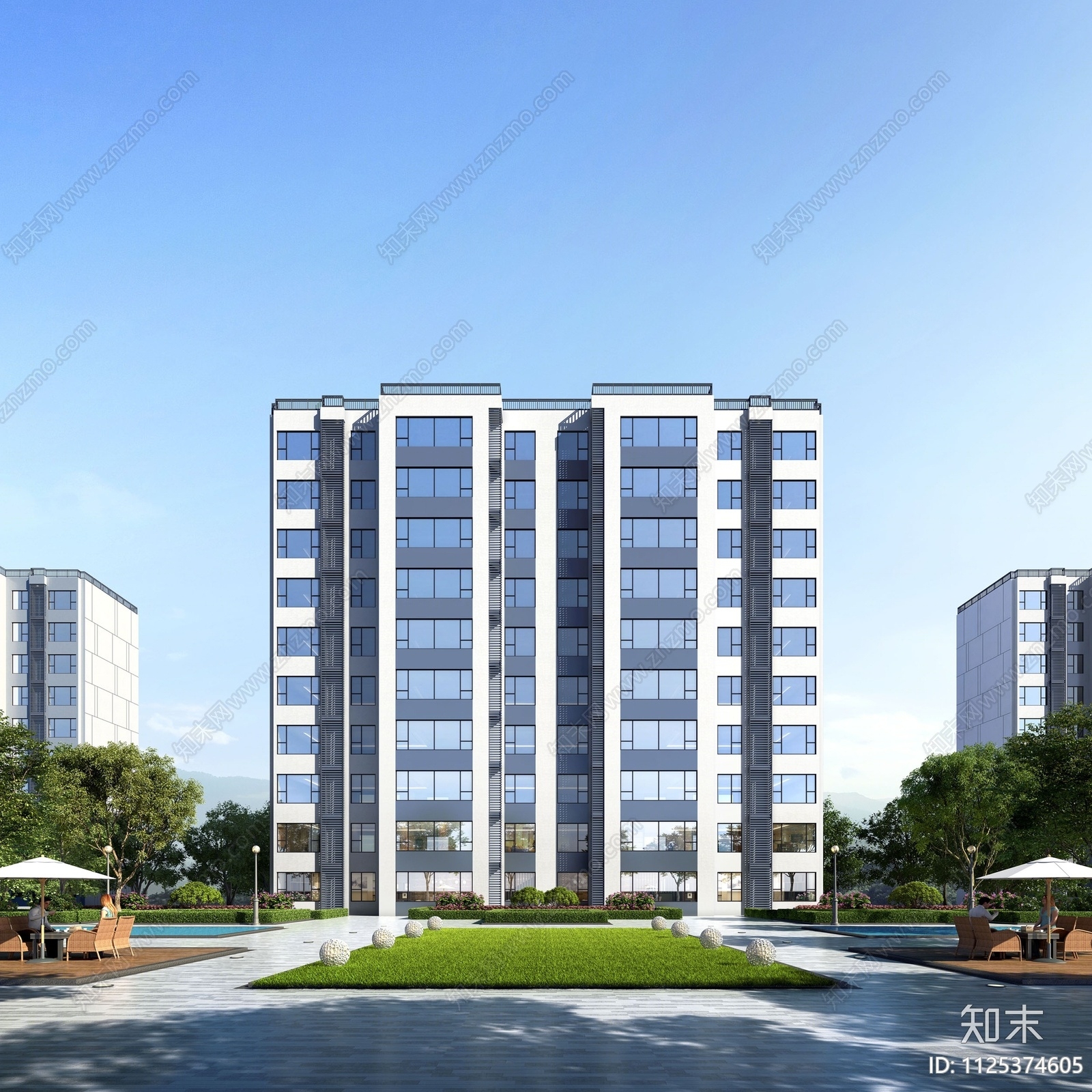 现代高层住宅3d模型下载【id1125374605】知末3d模型网