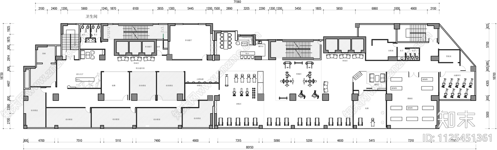 粉面快餐餐饮店CAD平面图施工图下载【ID:1125451361】_知末案例馆
