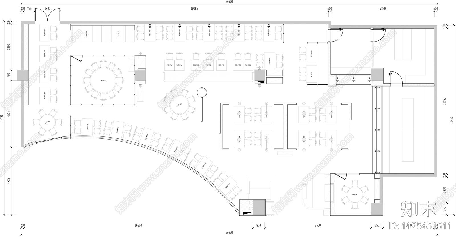 快餐特色地方湘菜餐饮CAD平面图施工图下载【ID:1125451511】_知末案例馆