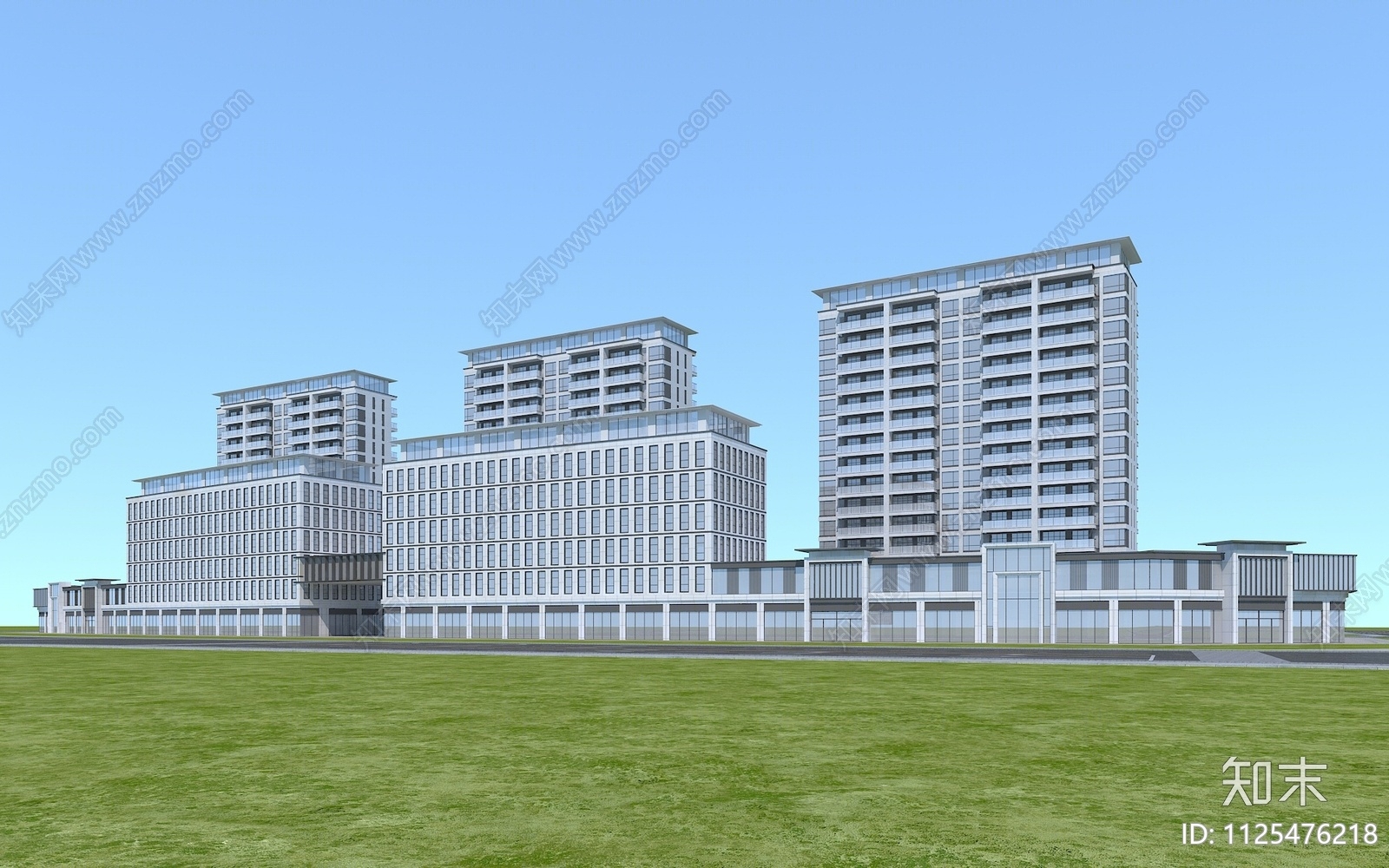 现代办公楼鸟瞰3d模型下载【id1125476218】知末3d模型网