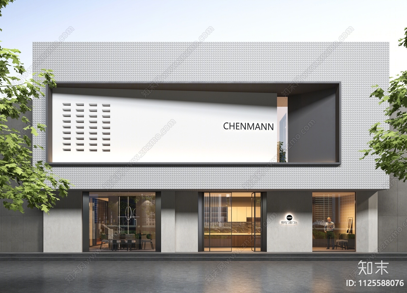 现代专卖店门面3d模型下载【id1125588076】知末3d模型网