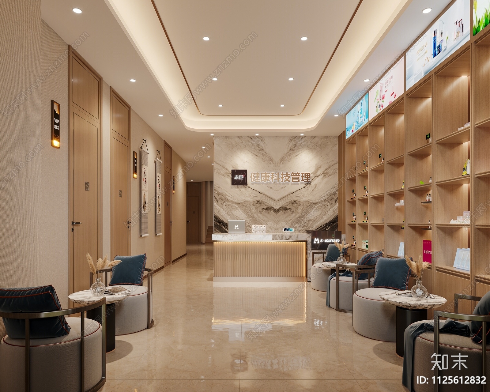 新中式美容spa店大厅3d模型下载【id1125612832】知末3d模型网