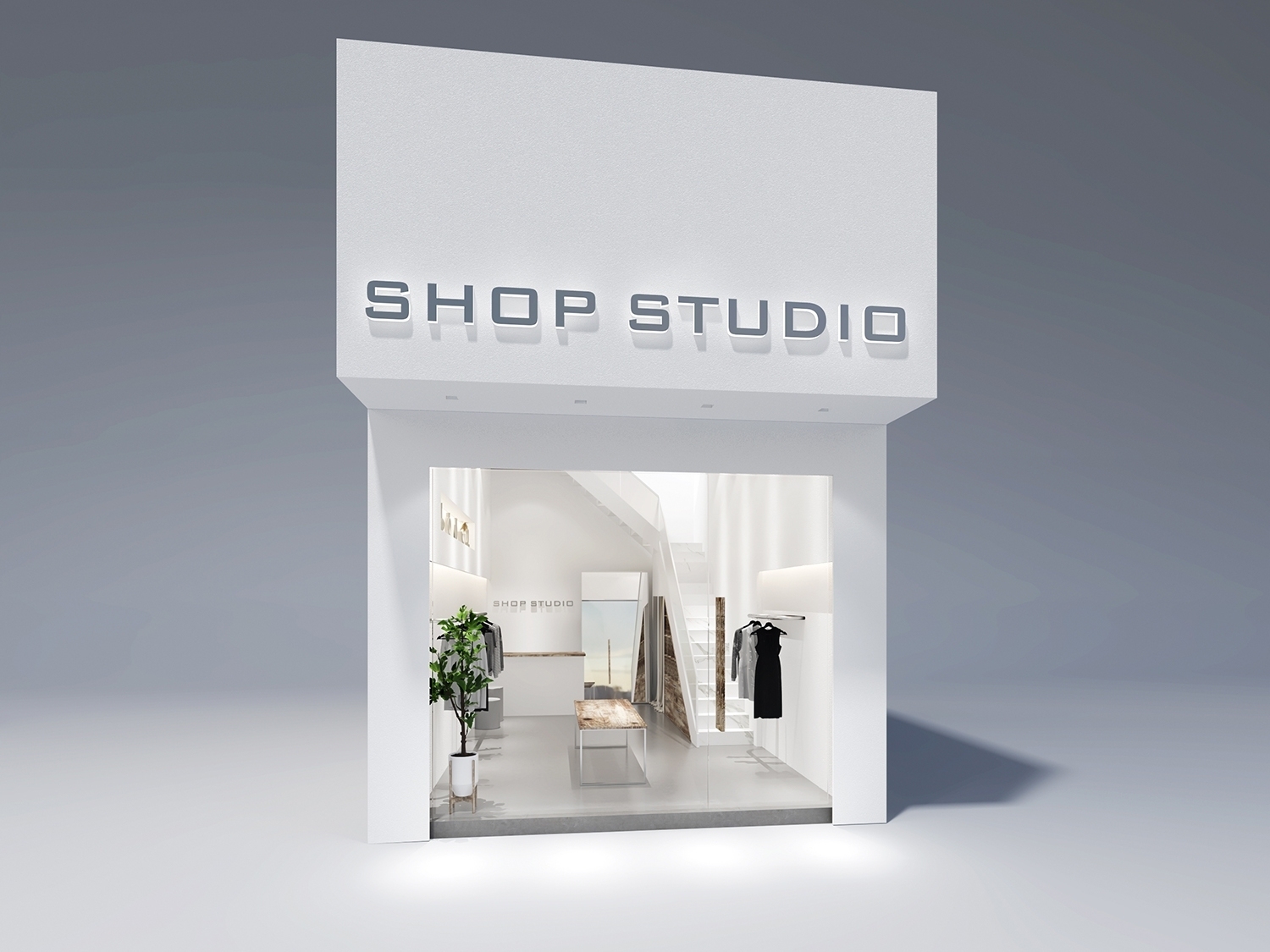 现代商业店铺门面设计3d模型下载【id1125641163】【知末效果图】