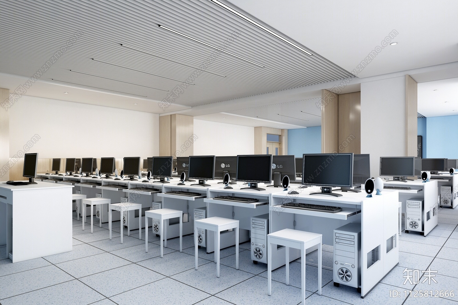 现代计算机教室3d模型下载【id1125812666】知末3d模型网