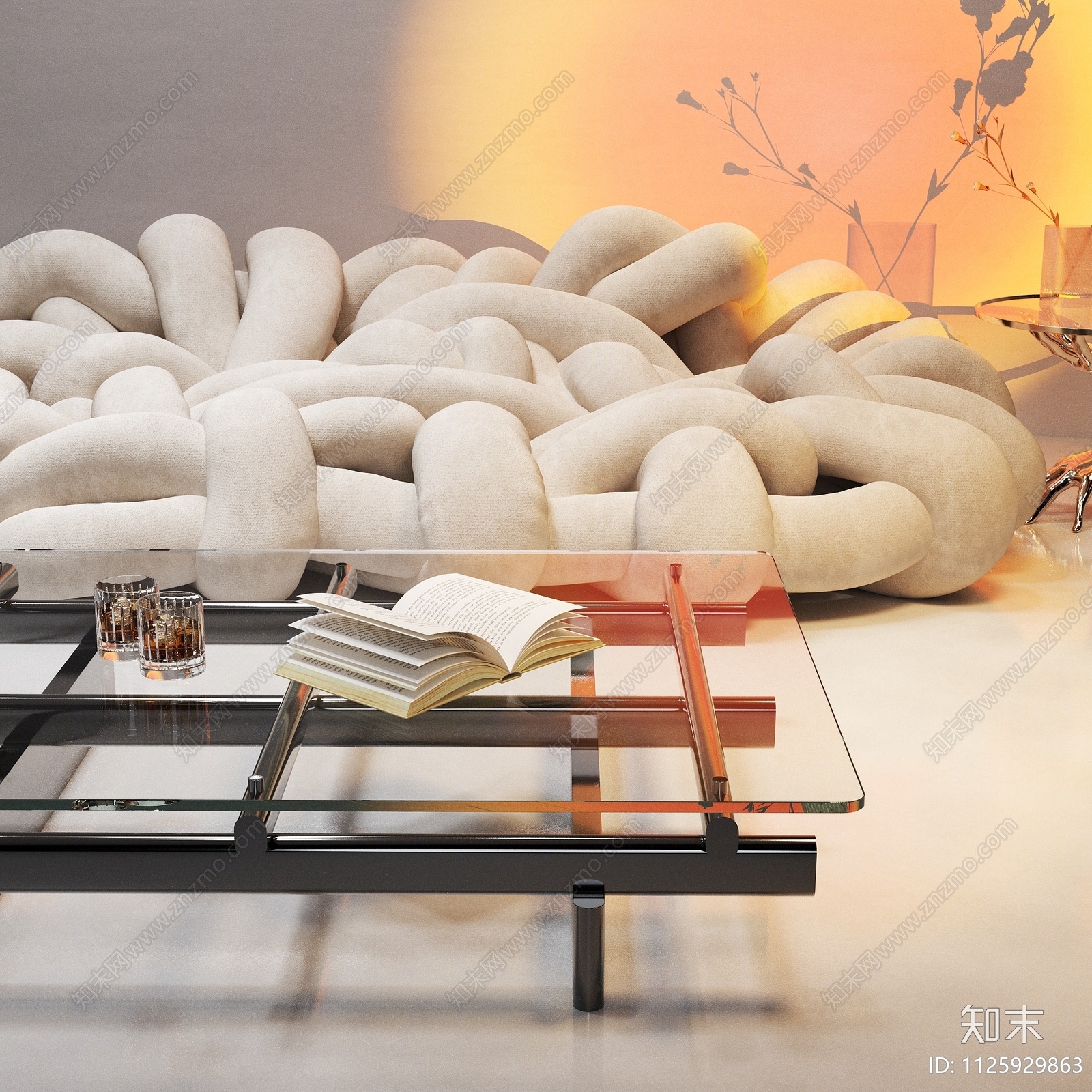 Cassina现代沙发茶几组合3d模型下载【id1125929863】知末3d模型网