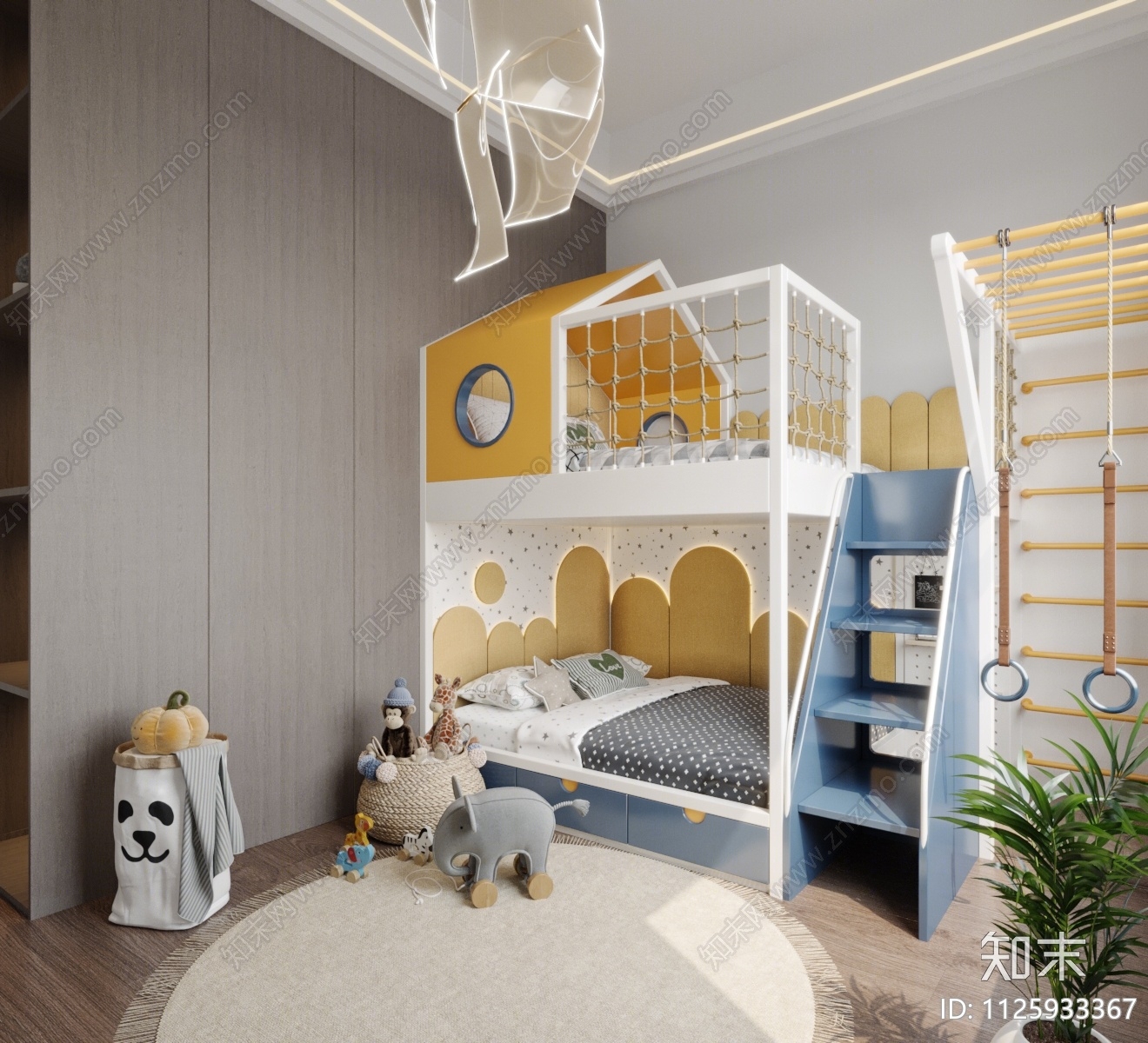 现代简约通用儿童房3d模型下载【id1125933367】知末3d模型网