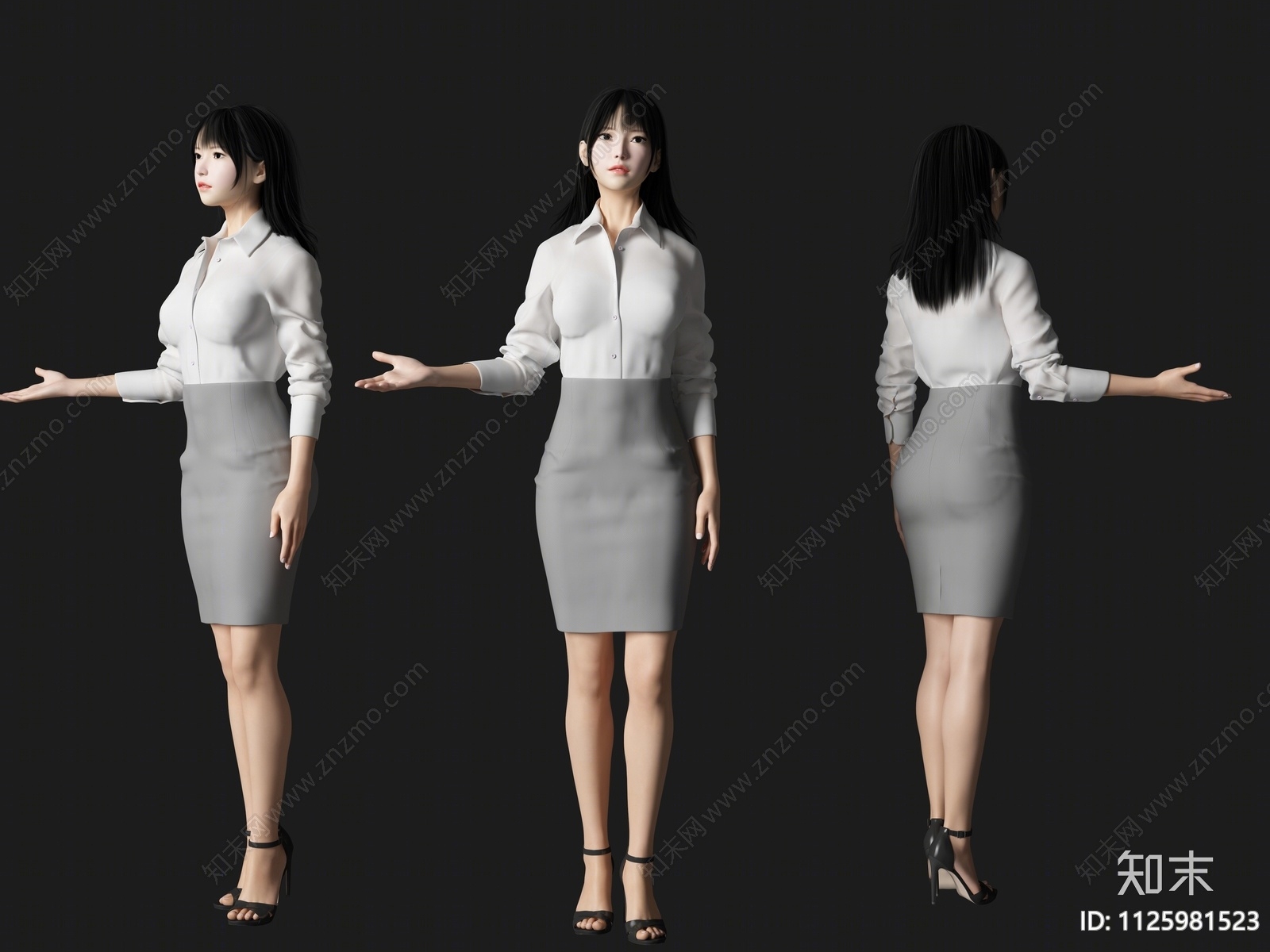前台人物3d模型下载【id1125981523】知末3d模型网