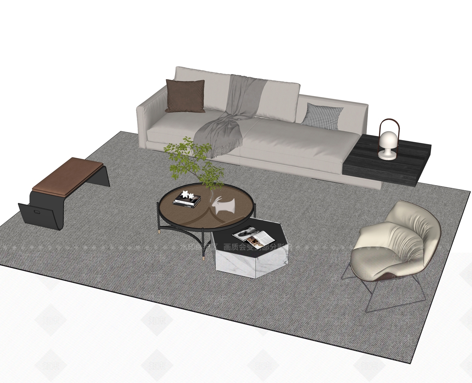 Poliform现代沙发茶几组合SU模型下载【ID:1126123164】_知末su模型网