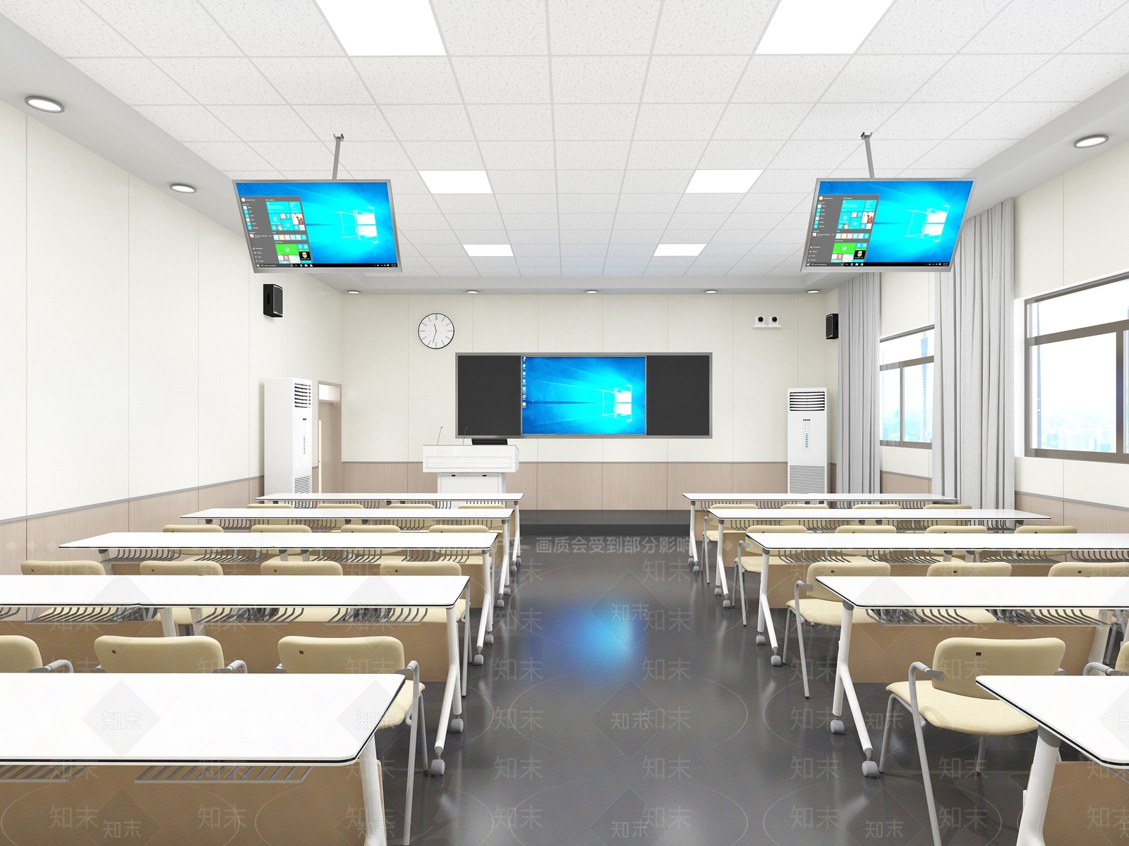 现代多媒体智慧教室SU模型下载【ID:1126235734】_知末su模型网