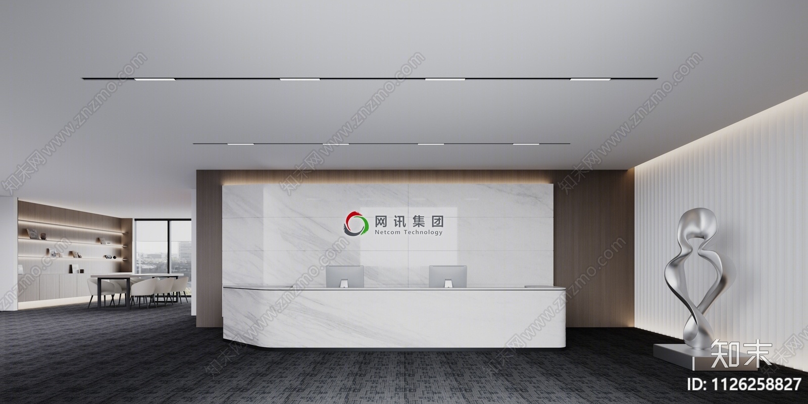 现代公司前台3d模型下载【id1126258827】知末3d模型网