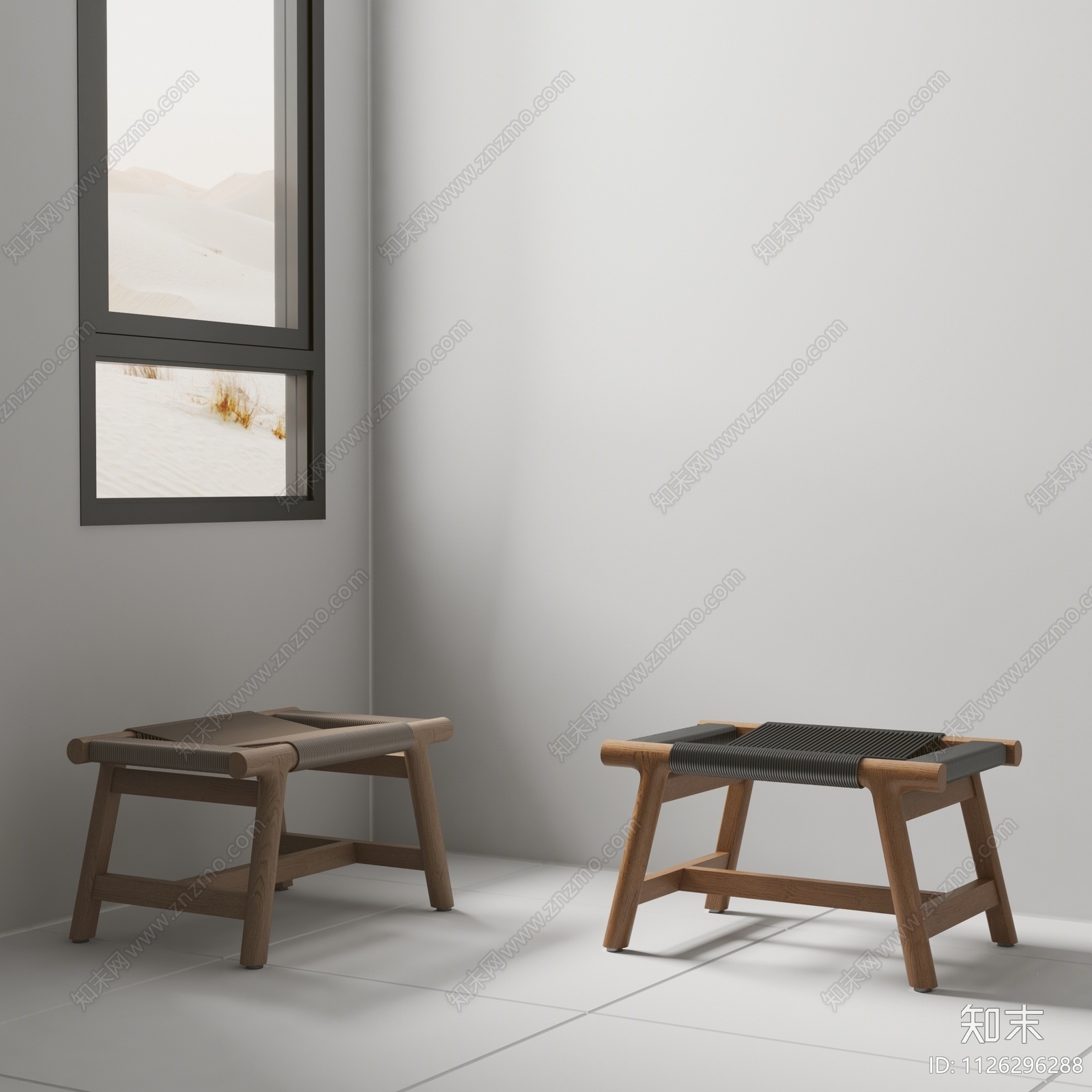 侘寂风换鞋凳3d模型下载【id1126296288】知末3d模型网
