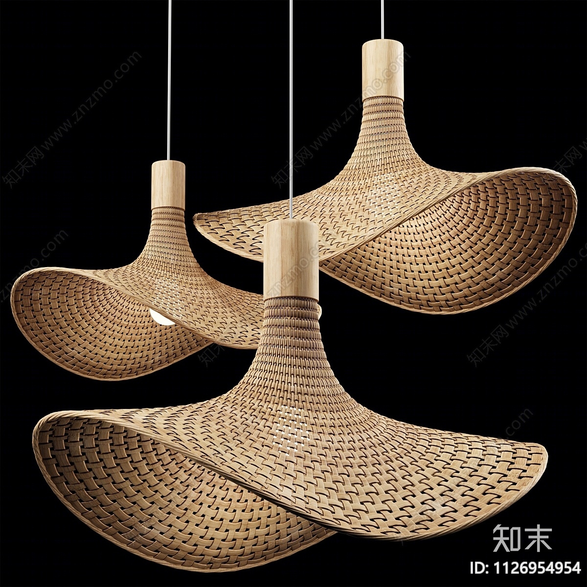 侘寂风藤编吊灯3d模型下载【id1126954954】知末3d模型网