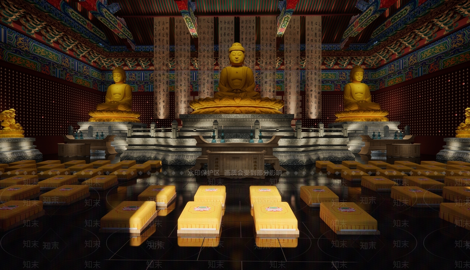 中式寺庙内部SU模型下载【ID:1127125177】_知末su模型网