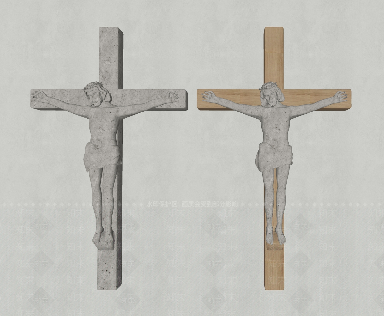 现代基督耶稣十字架雕塑装饰SU模型下载【ID:1126598373】_知末su模型网
