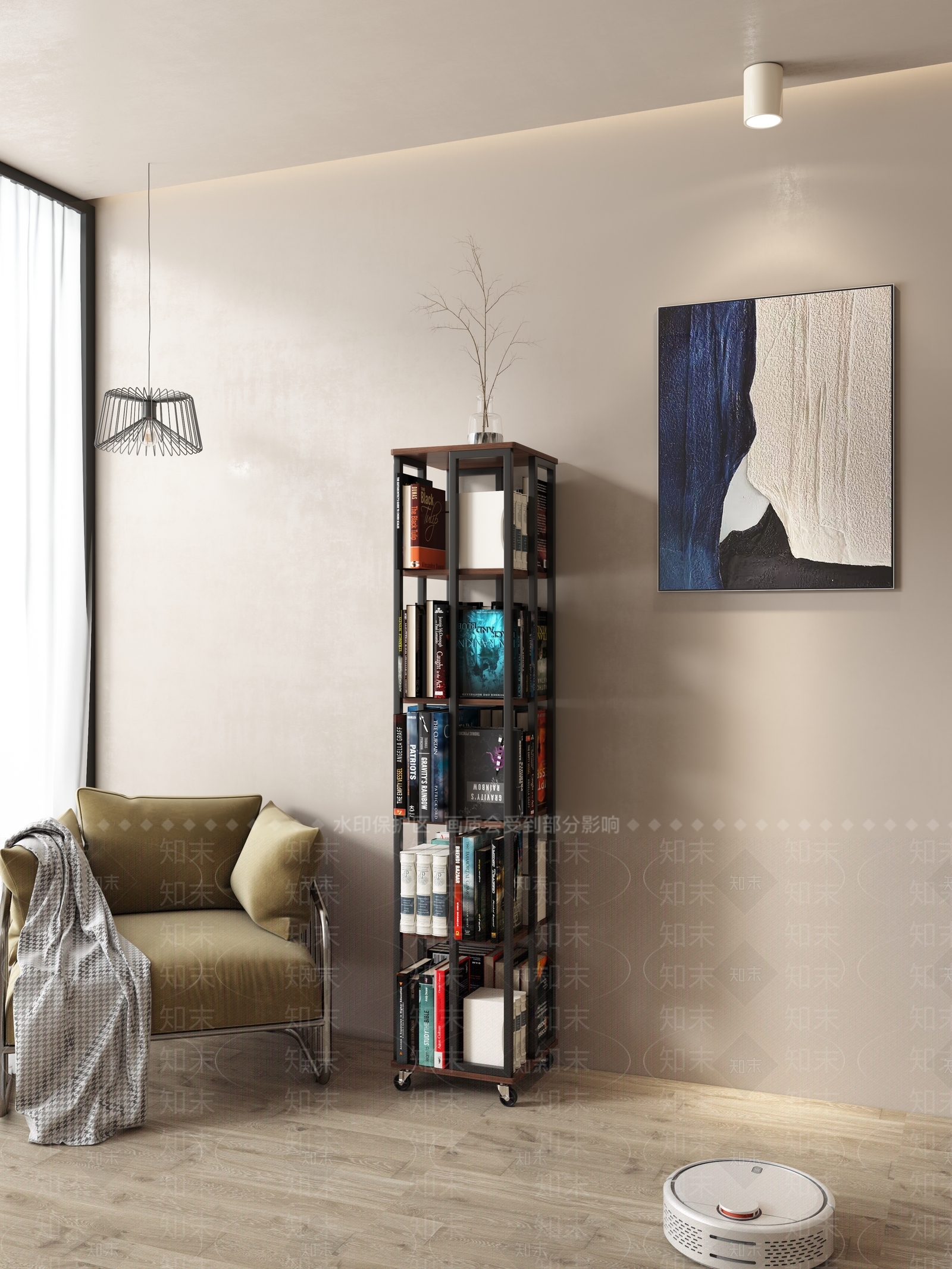 现代简约书架3D模型下载【ID:1126608164】_知末3d模型网