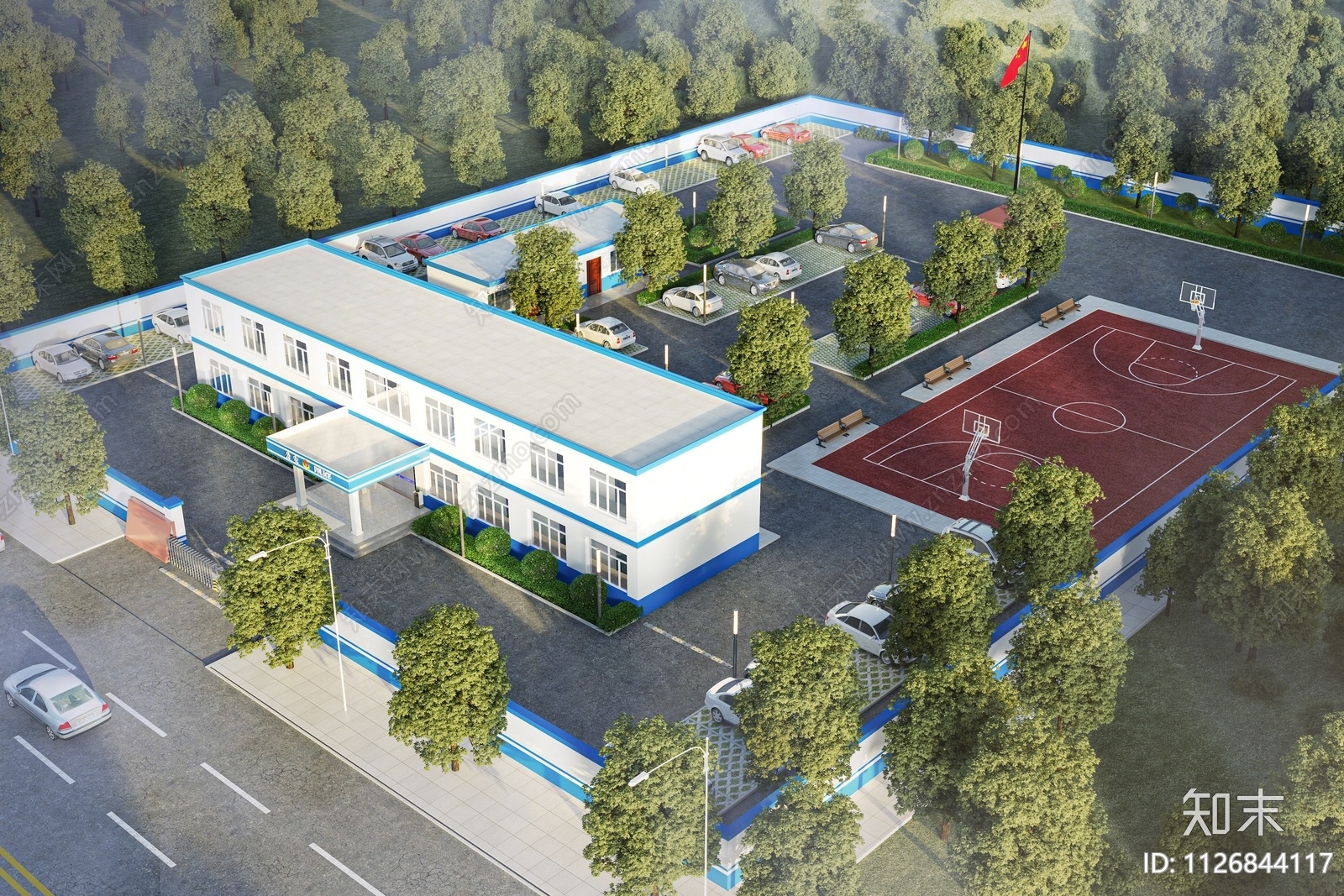 现代公安局鸟瞰规划3d模型下载【id1126844117】知末3d模型网