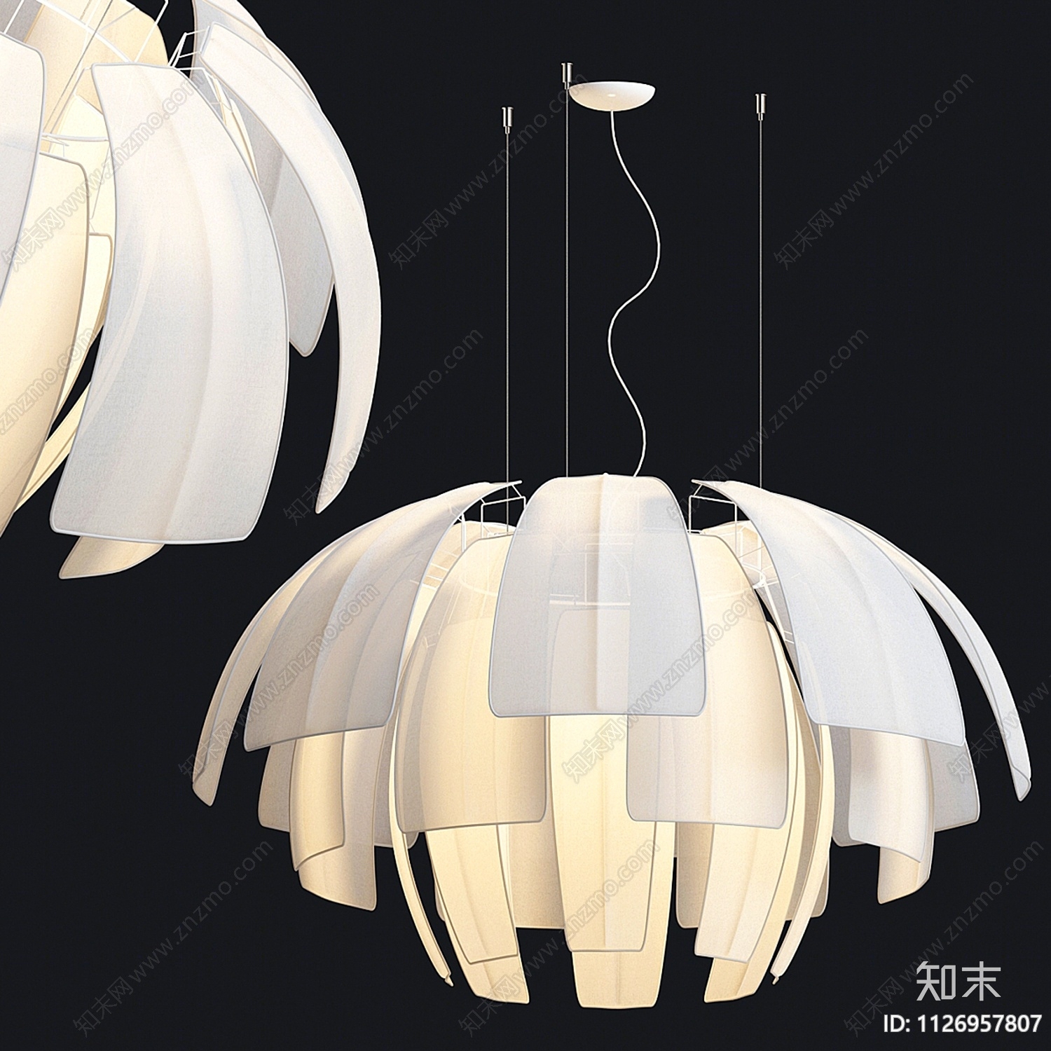 Plumage现代花瓣吊灯3d模型下载【id1126957807】知末3d模型网