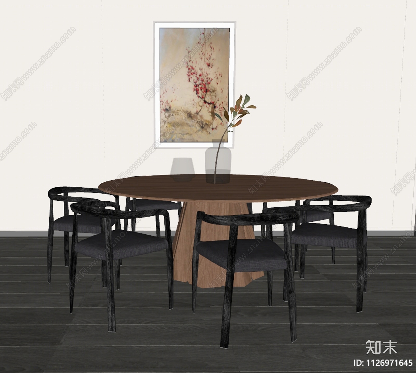 新中式餐桌椅su模型下载【id1126971645】知末su模型网