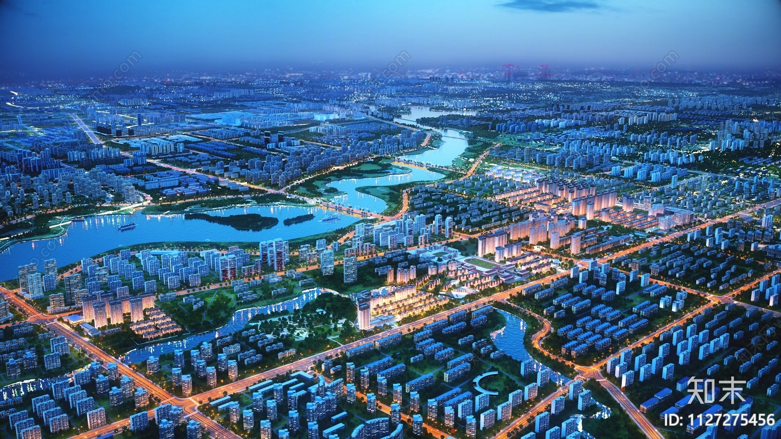 现代城市鸟瞰规划3d模型下载【id1127275456】知末3d模型网