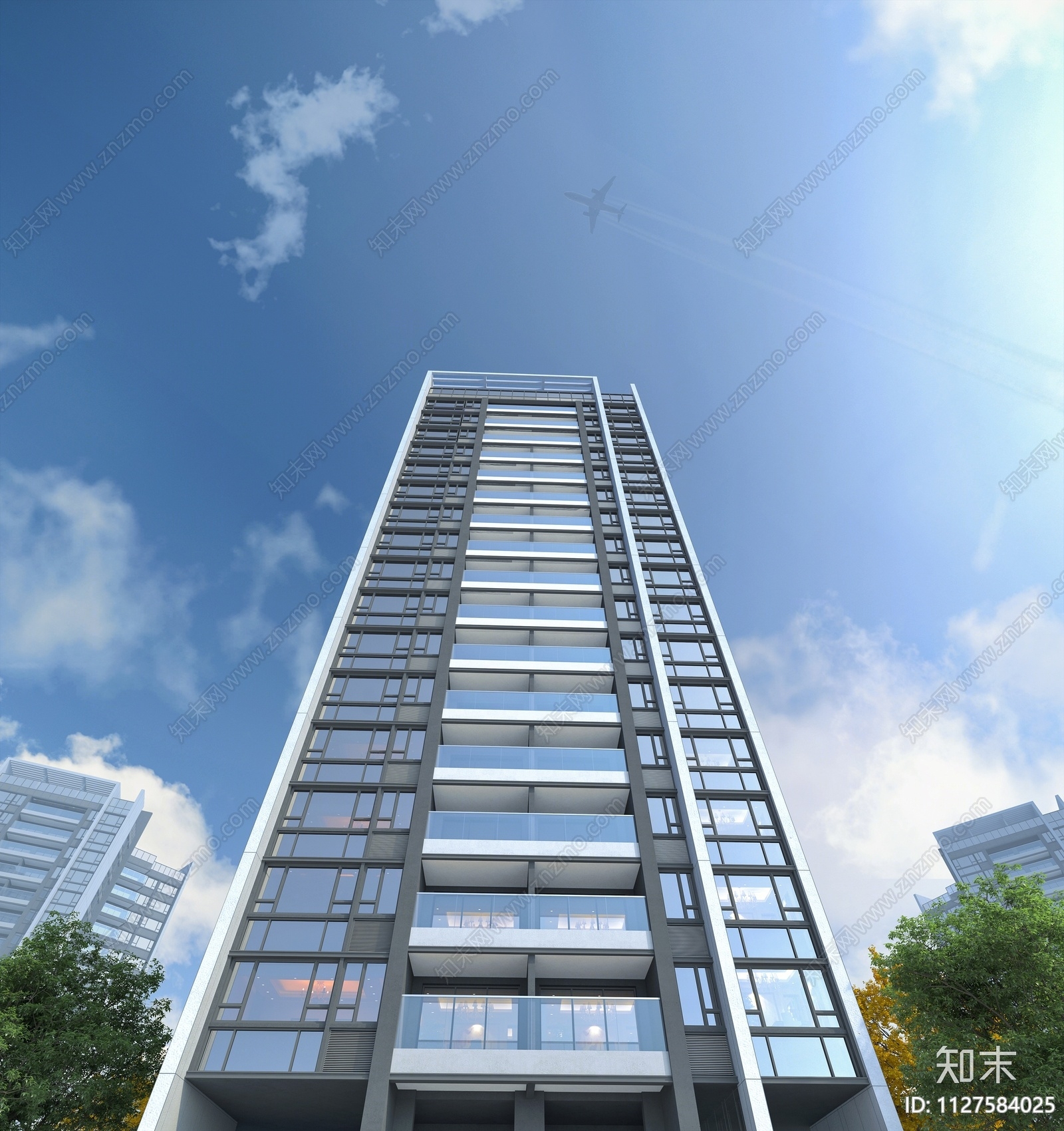 现代高层住宅3d模型下载【id1127584025】知末3d模型网