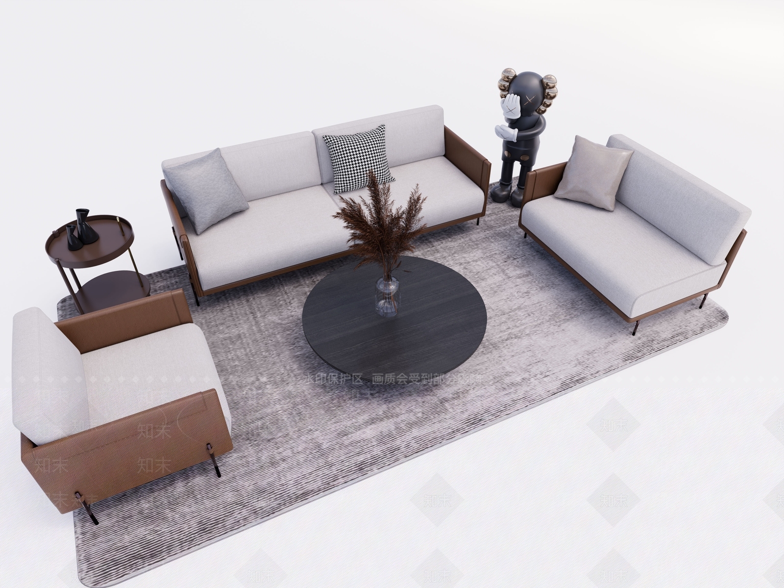 Poltrona现代沙发茶几组合SU模型下载【ID:1127745626】_知末su模型网