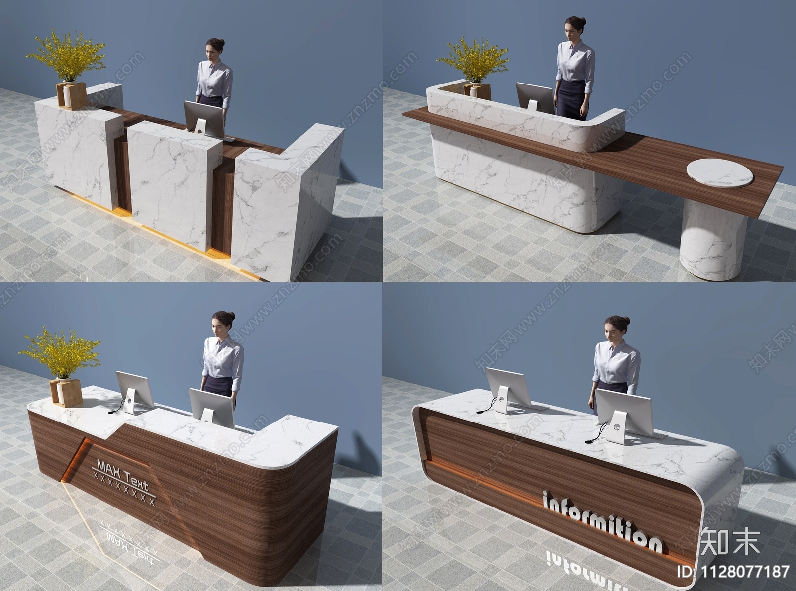 现代服务台3d模型下载【id1128077187】知末3d模型网
