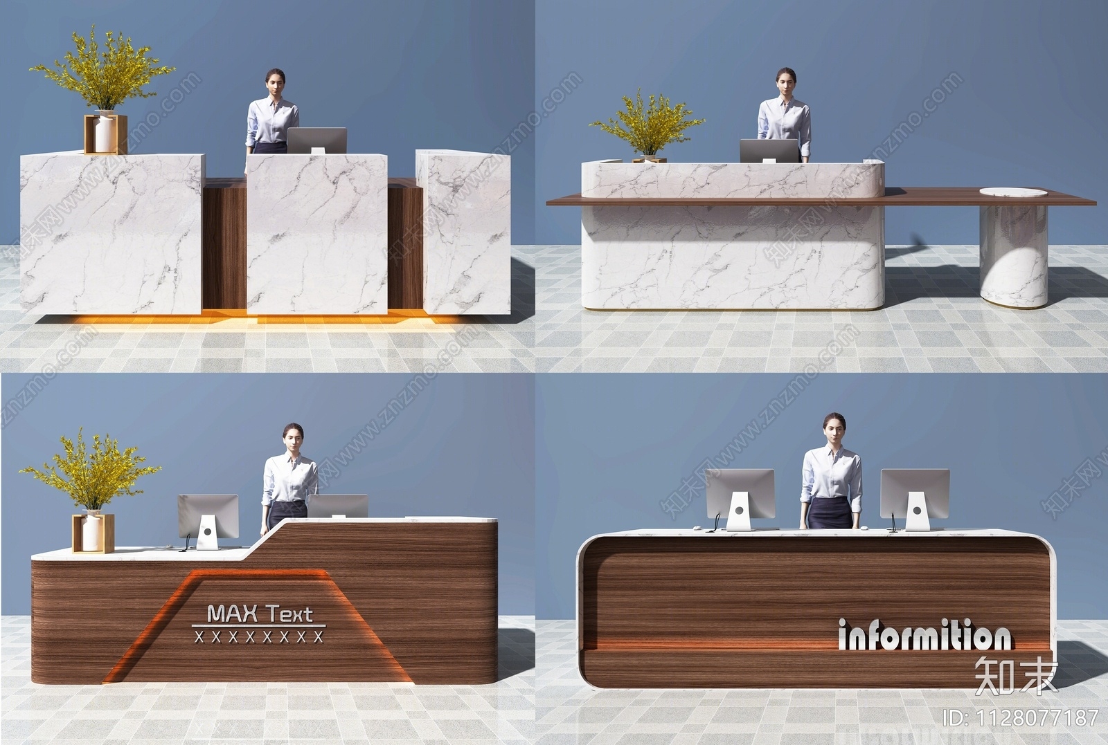现代服务台3d模型下载【id1128077187】知末3d模型网