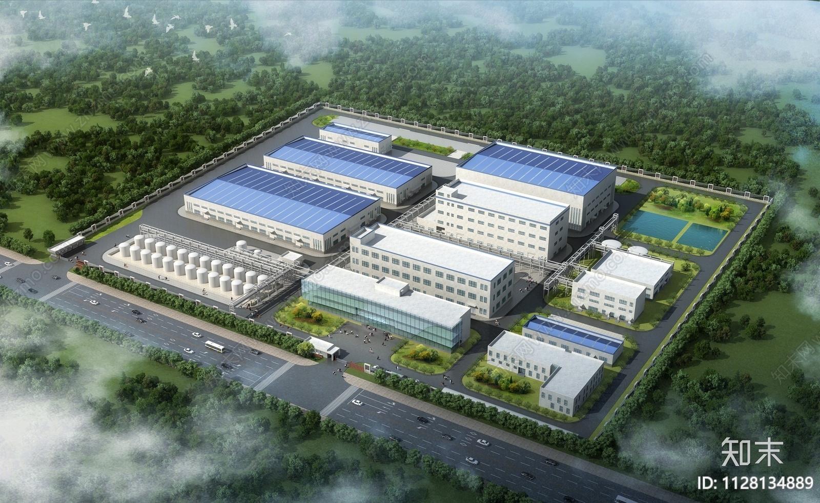 现代工业厂房3d模型下载【id1128134889】知末3d模型网