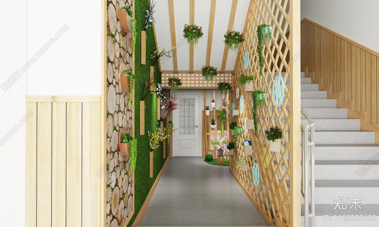 现代幼儿园楼梯间3d模型下载【id1128559482】知末3d模型网
