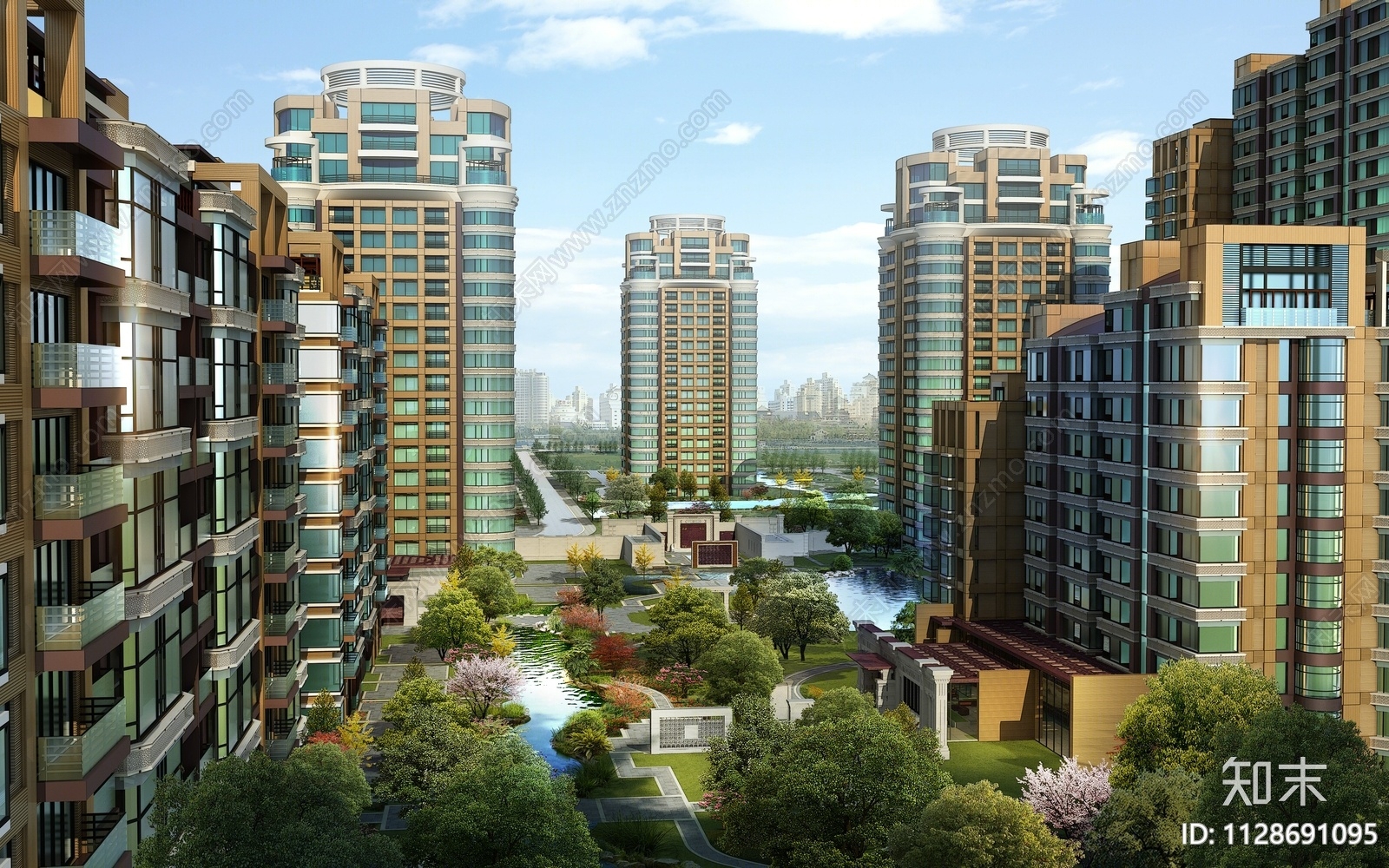 现代小区住宅景观3d模型下载【id1128691095】知末3d模型网