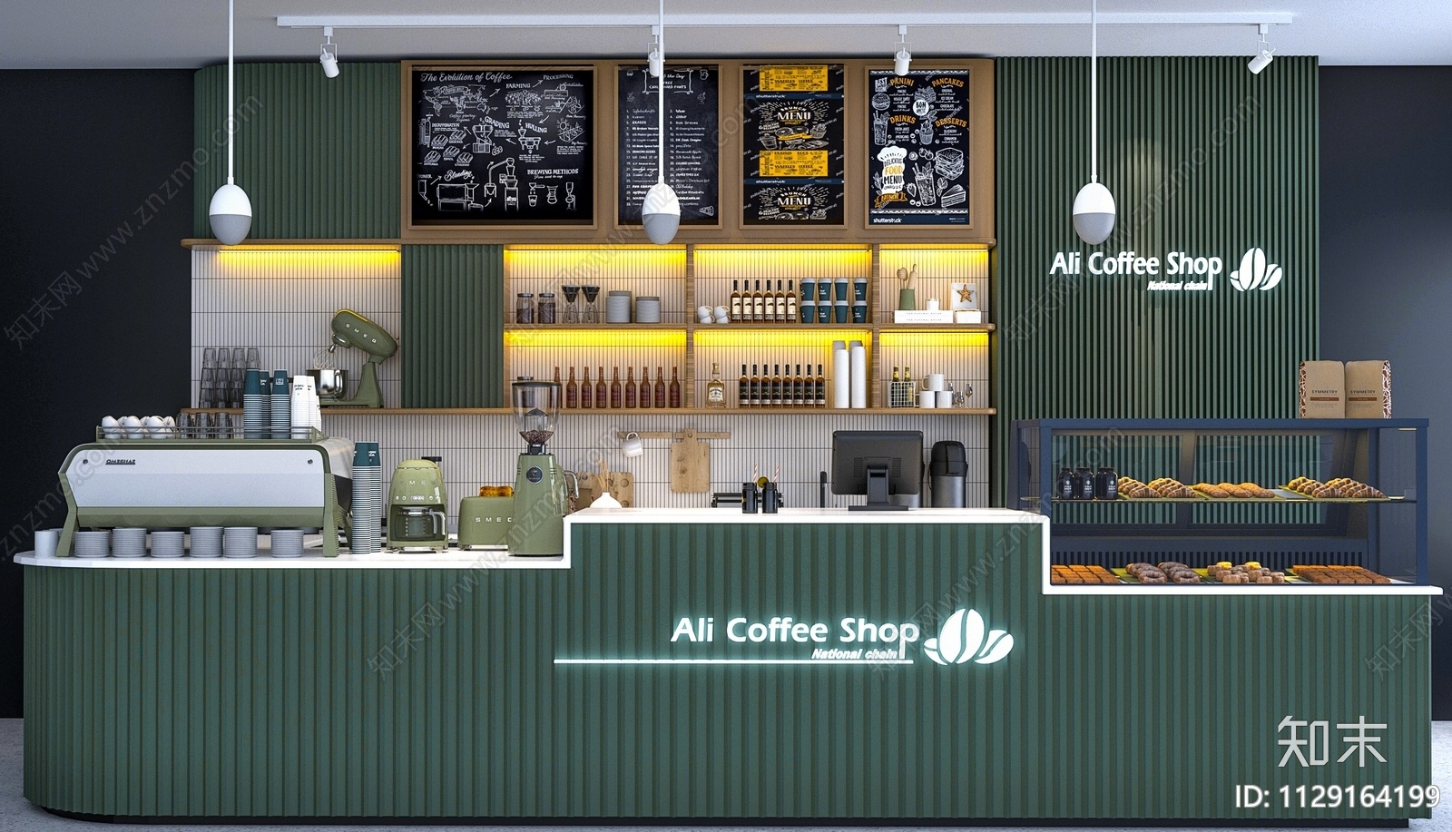 现代咖啡店工作台3d模型下载【id1129164199】知末3d模型网