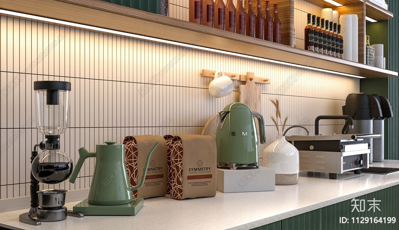 现代咖啡店工作台3d模型下载【id1129164199】知末3d模型网