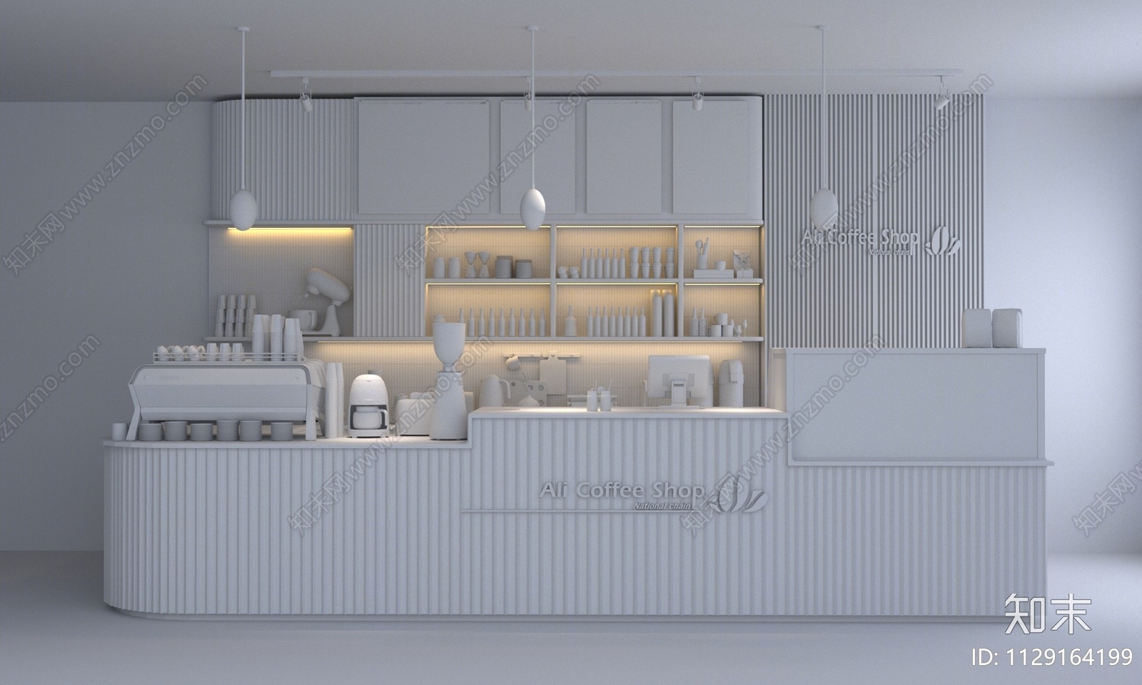 现代咖啡店工作台3d模型下载【id1129164199】知末3d模型网