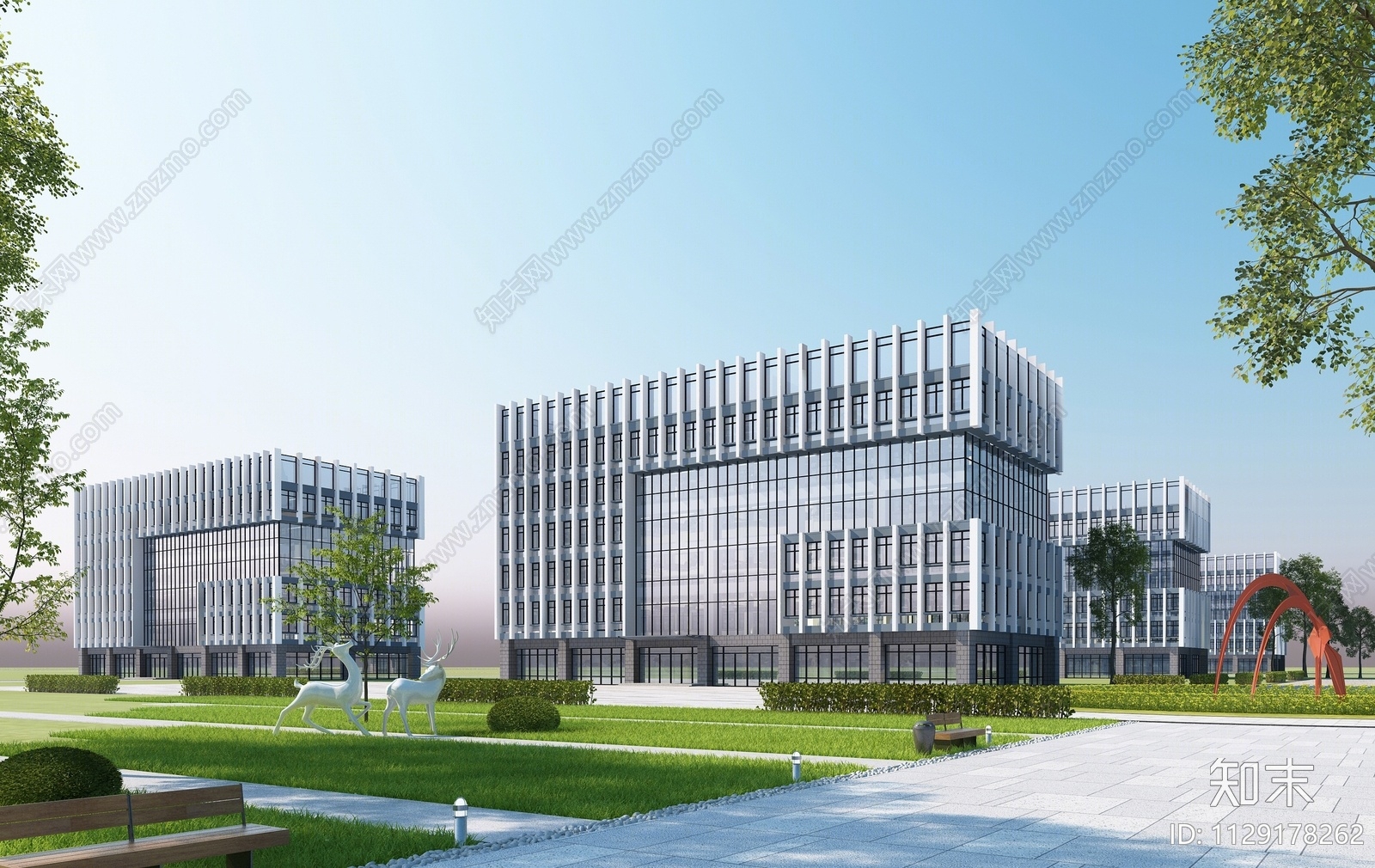 现代办公楼3d模型下载【id1129178262】知末3d模型网