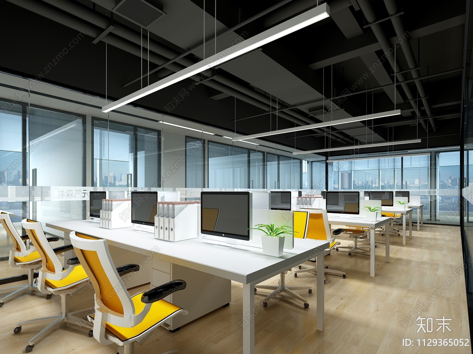 现代公共办公室3d模型下载【id1129365052】知末3d模型网