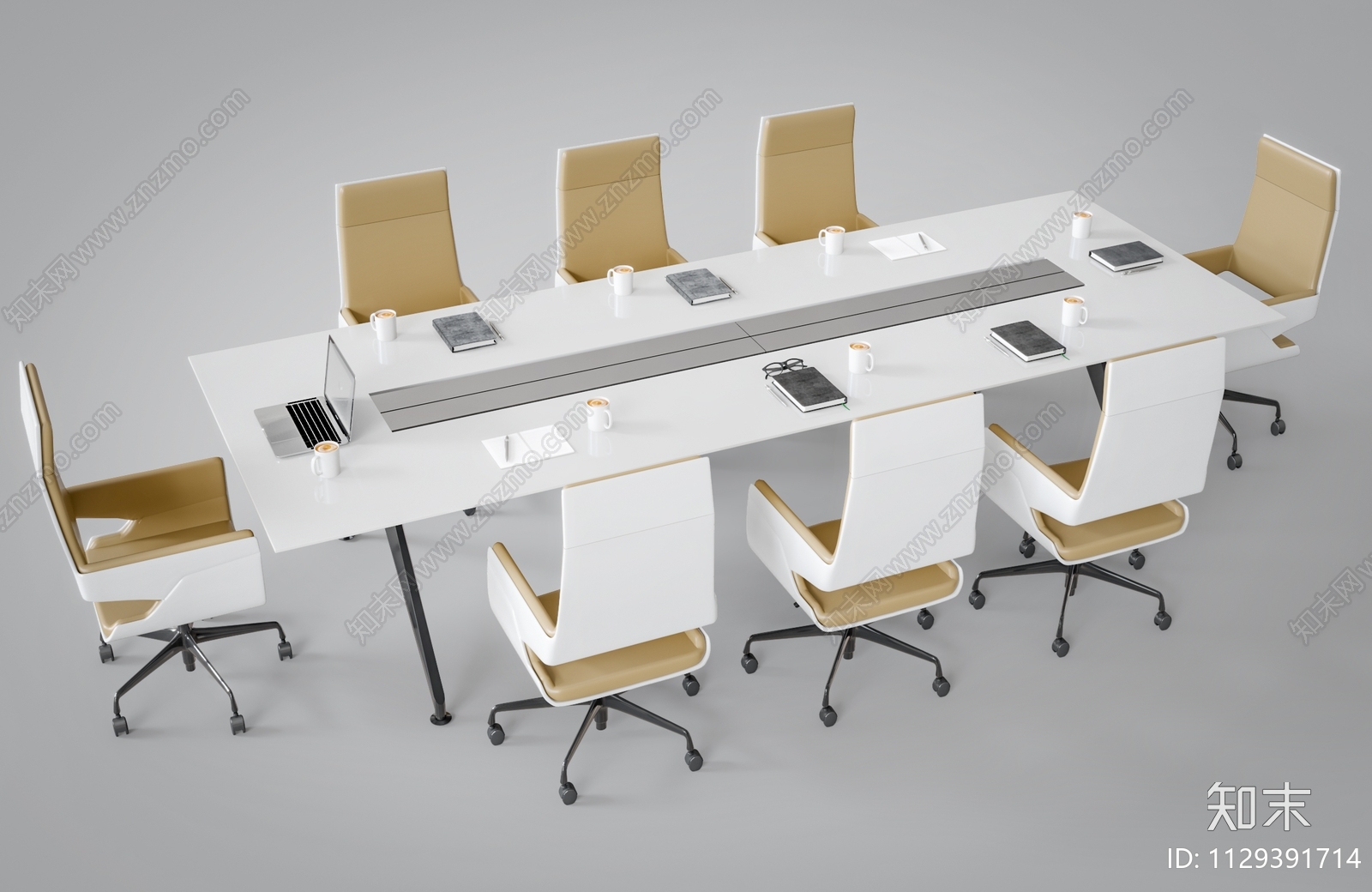 现代会议桌椅组合3d模型下载【id1129391714】知末3d模型网