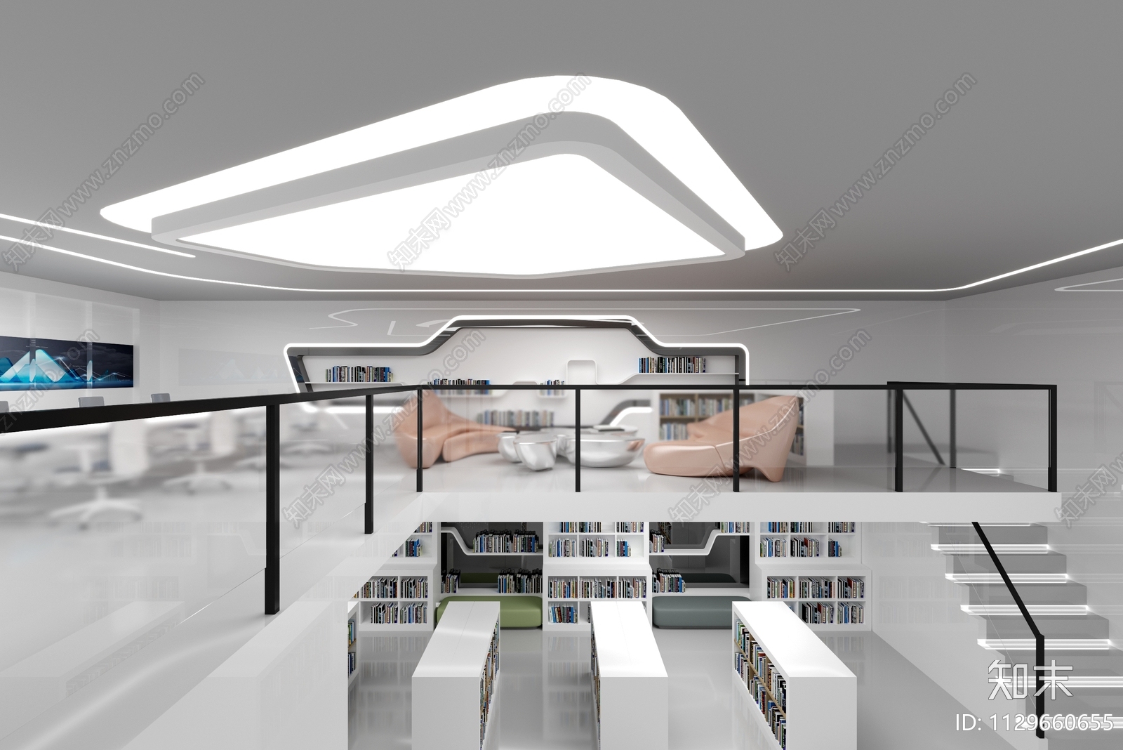 现代科技阅览室3d模型下载【id1129660655】知末3d模型网