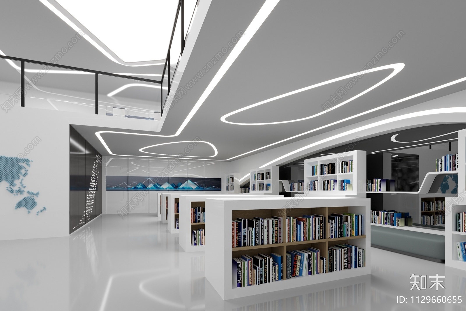 现代科技阅览室3d模型下载【id1129660655】知末3d模型网