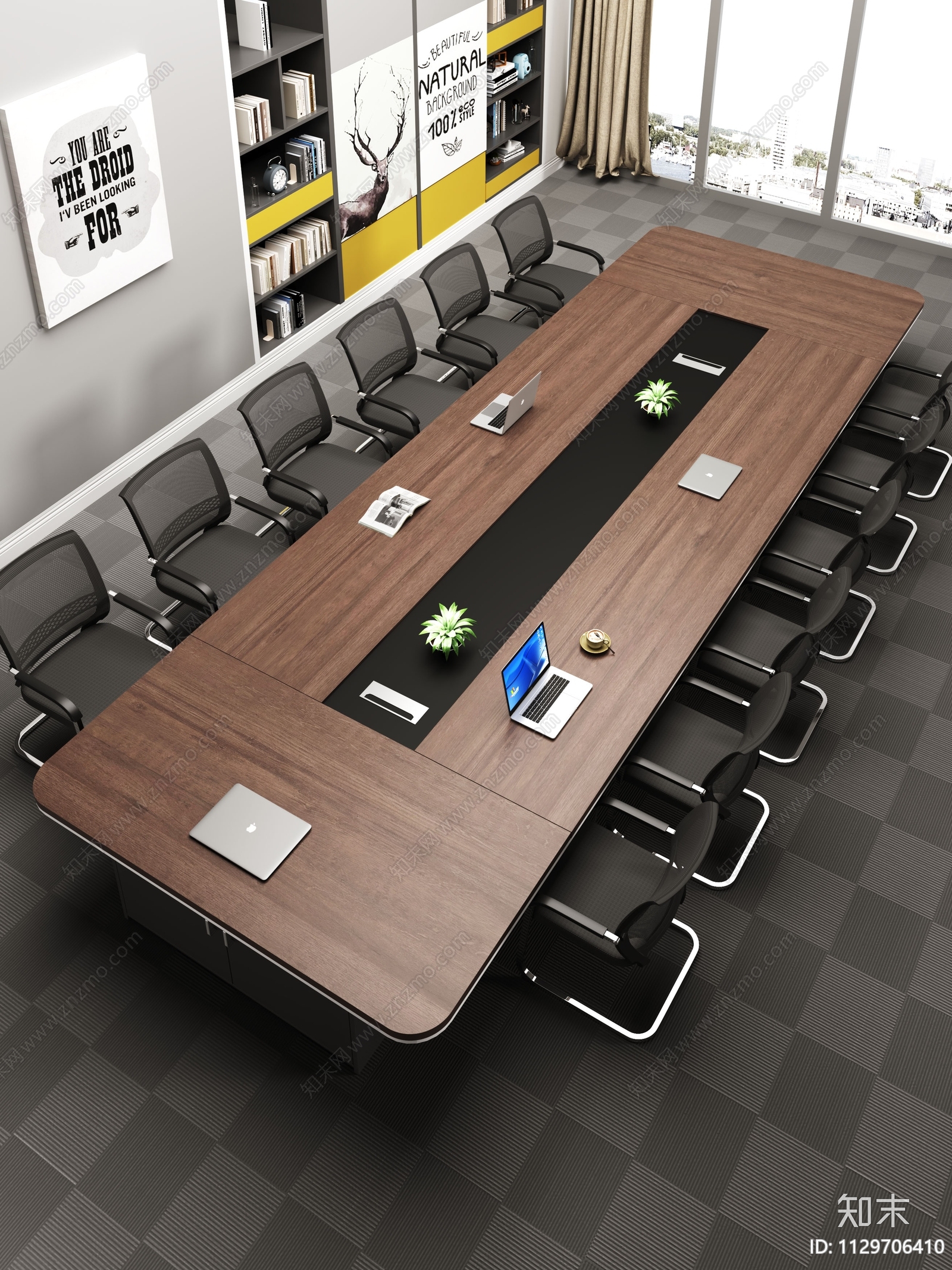 现代会议桌椅组合3d模型下载【id1129706410】知末3d模型网